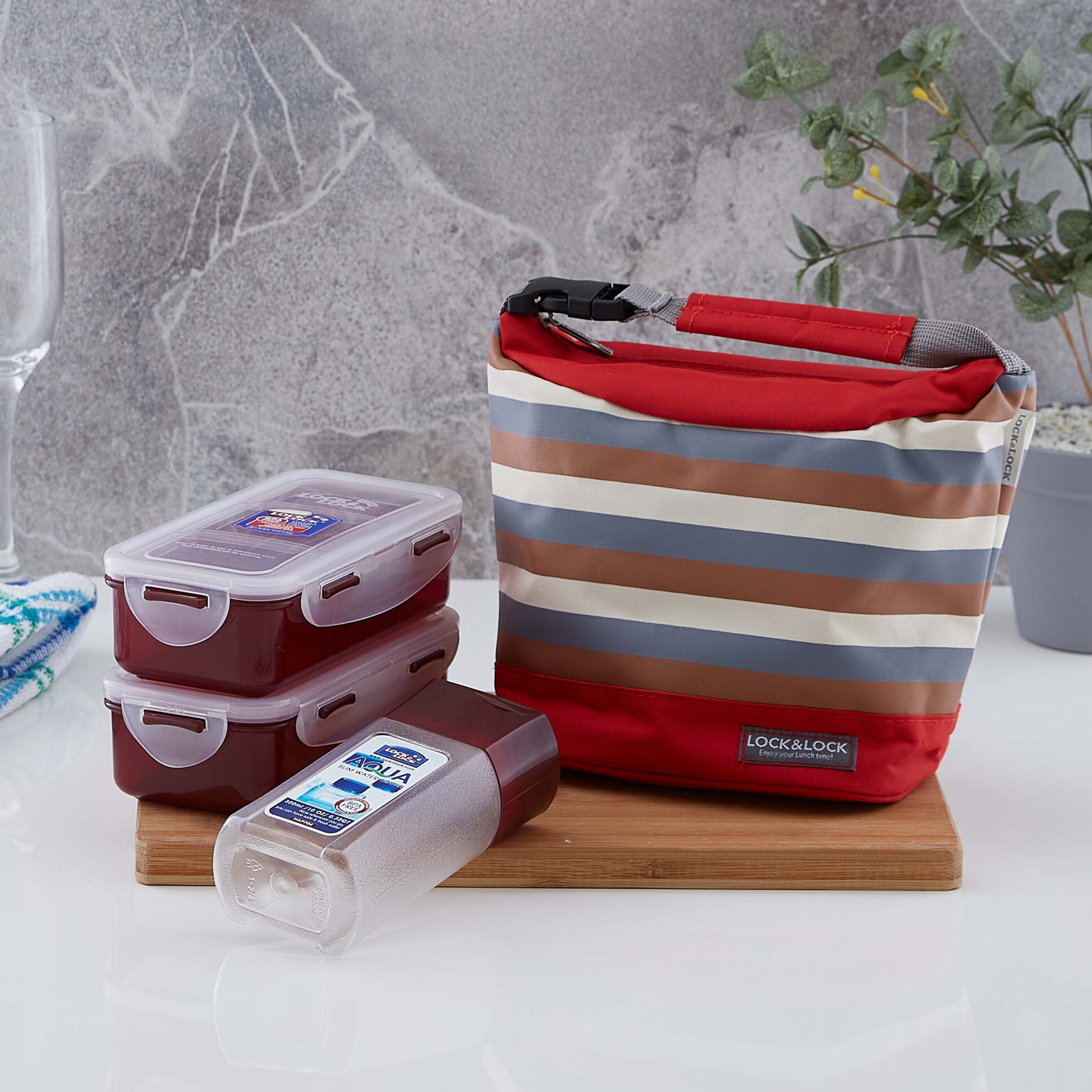 Buy Lock & Lock 4-Piece Lunch Box Set with Striped Bag Online in UAE ...