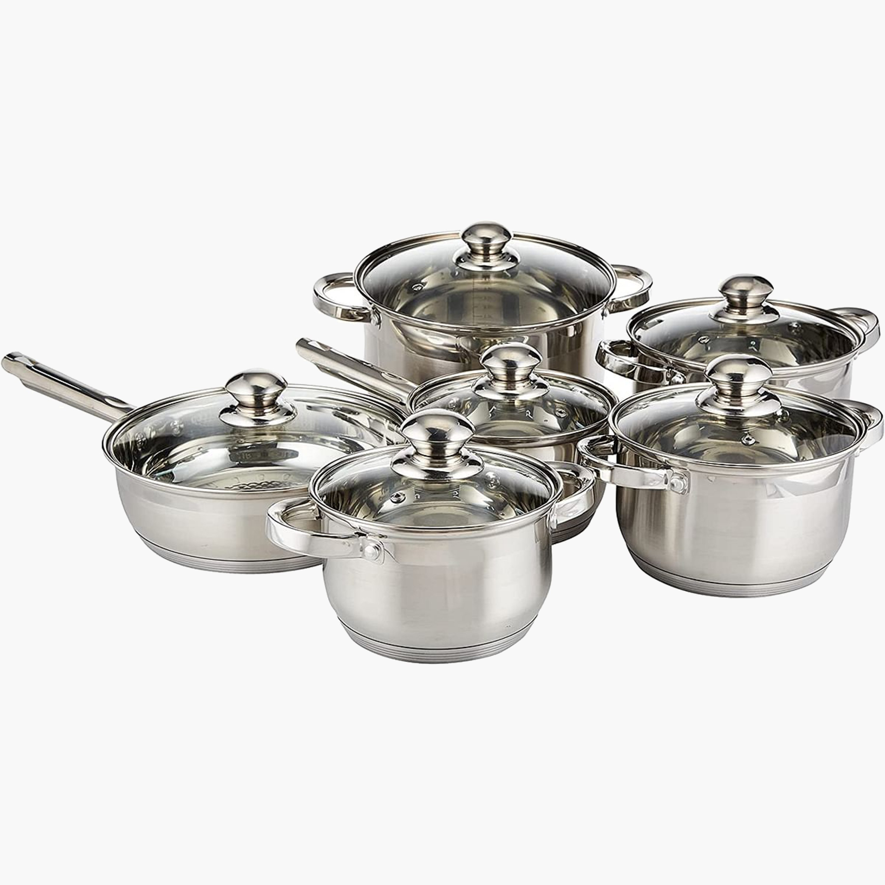 Buy Casa 12-Piece Stainless Steel Cookware Set Online in Qatar | Homebox