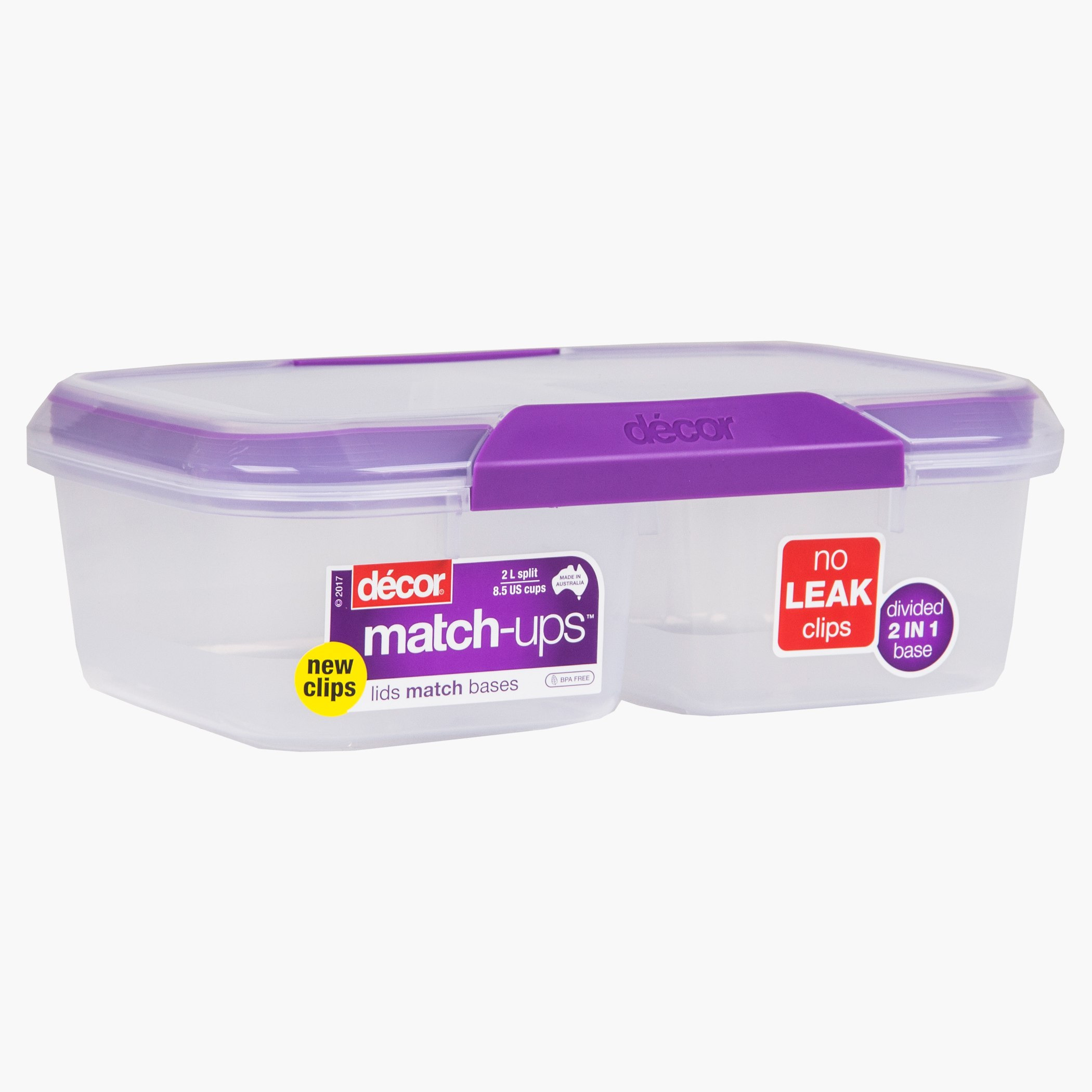 Buy Decor Match-ups Clips Split Oblong Food Storage Container - 2 L ...
