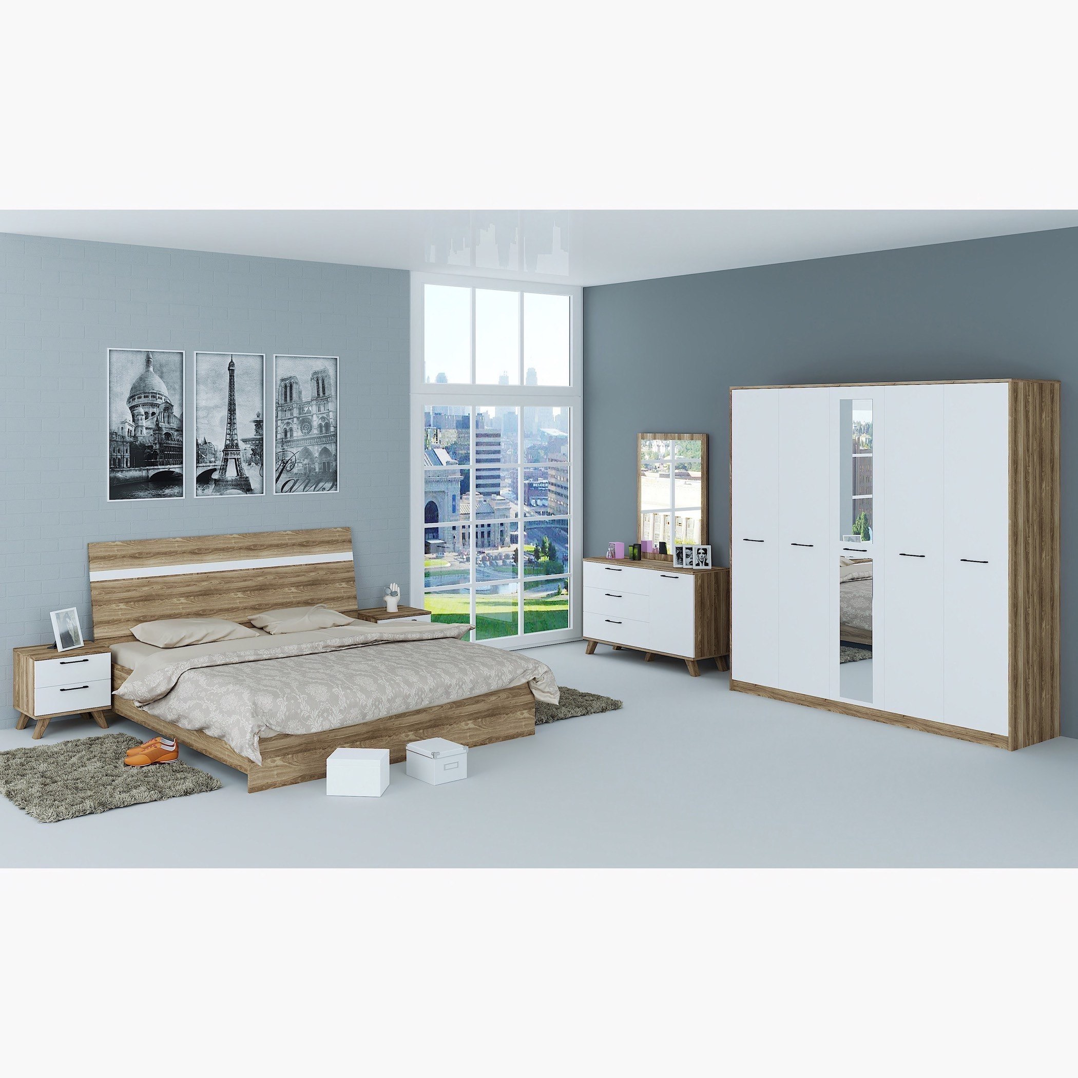 Buy Romania 5-Piece King Bedroom Set - 180x200 cm Online in KSA | Homebox