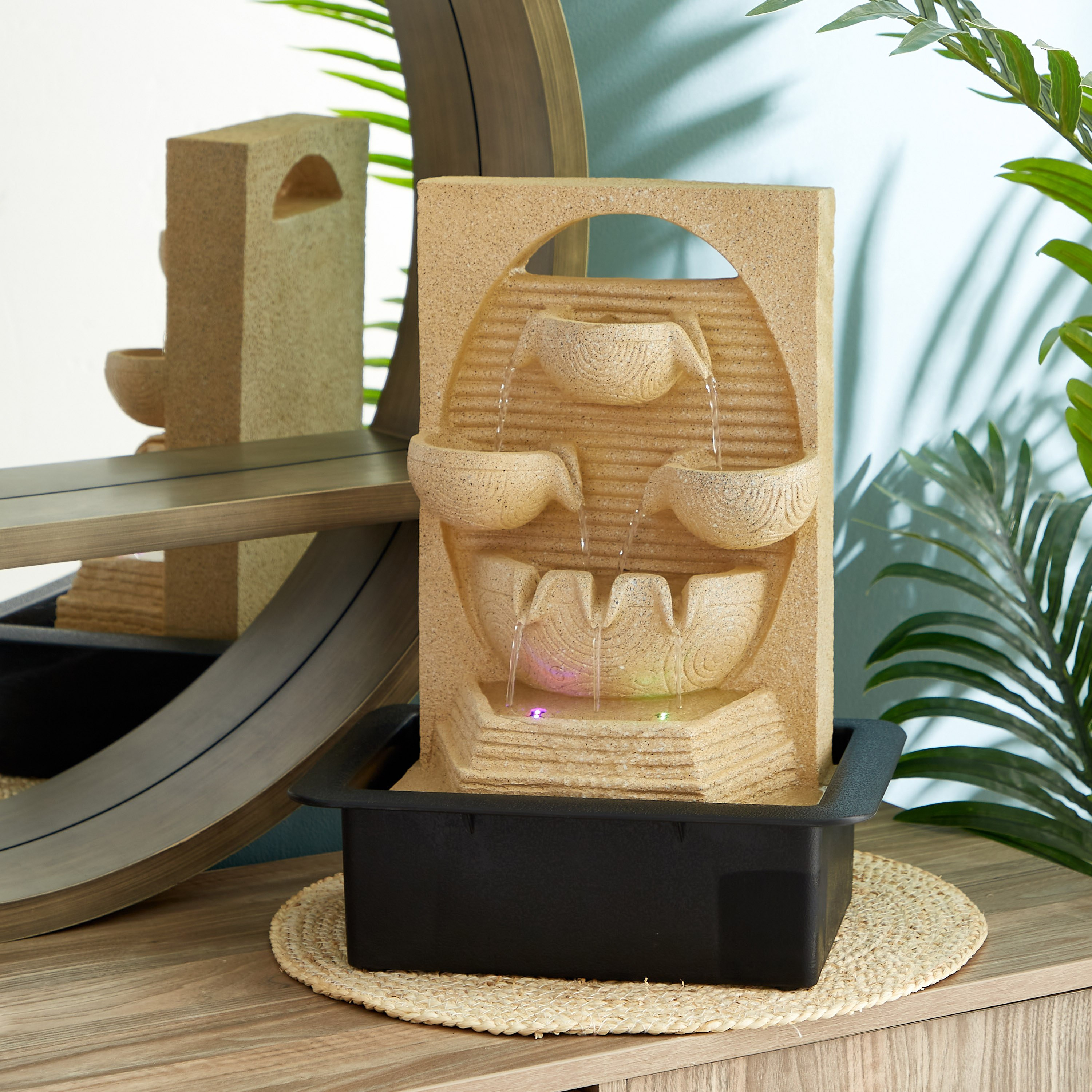 Buy Amber Geomantic Fountain with 1 Coloured Light - 31x23x40 cm Online ...