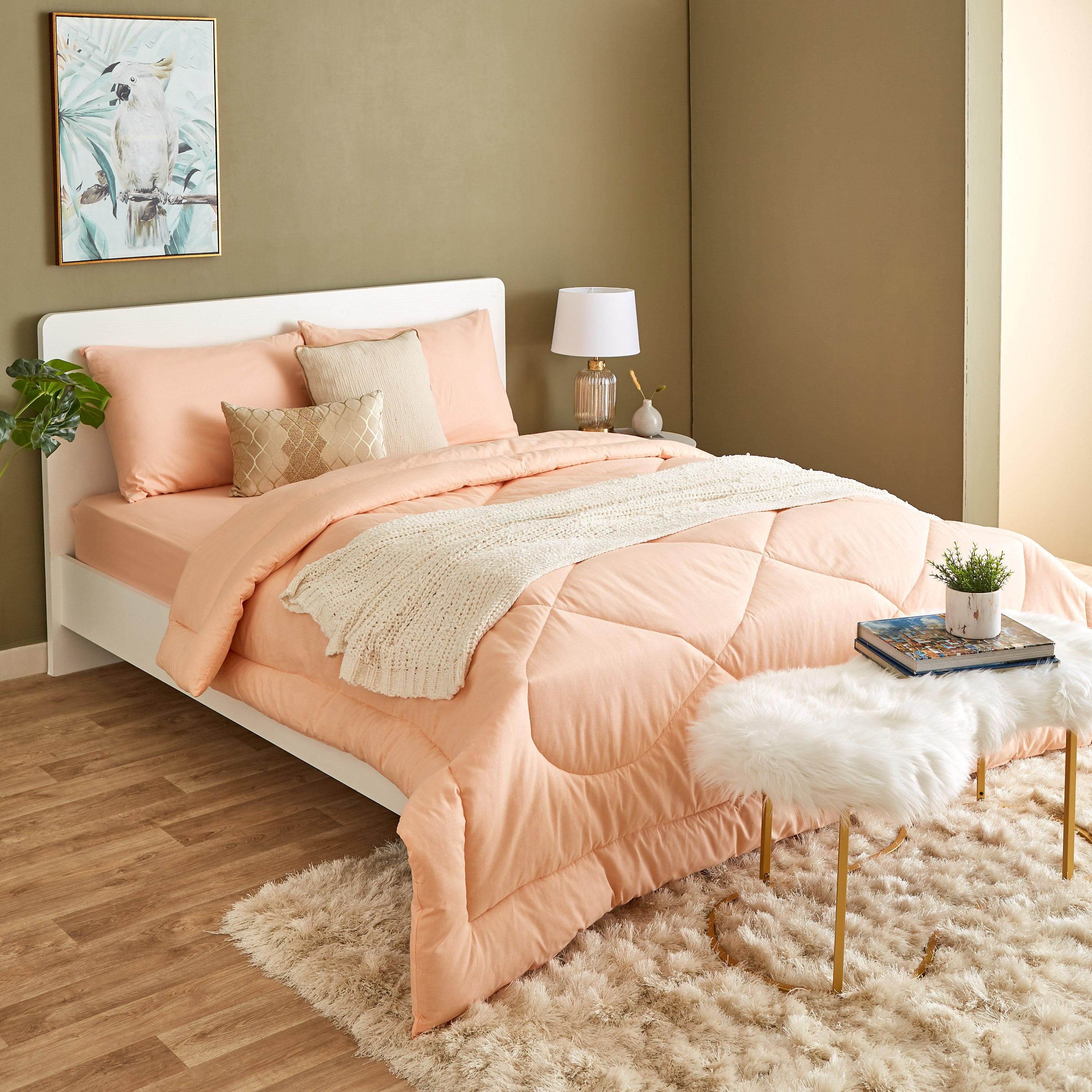 Buy Wellington 3 Piece Solid Cotton Super King Comforter Set 240x240 cm Online in Qatar Homebox