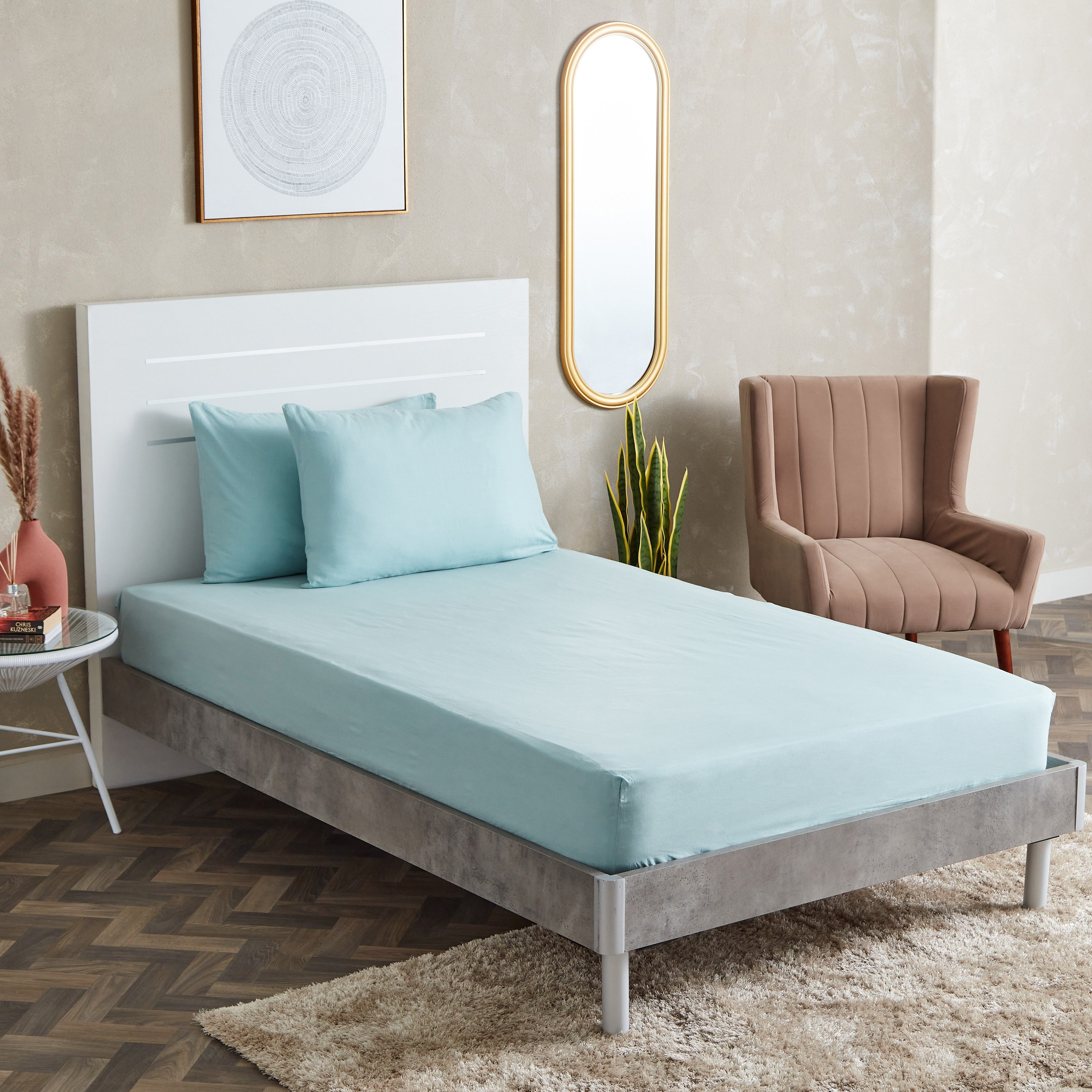 Wellington Solid Cotton Single Fitted Sheet 90x200 25 cm