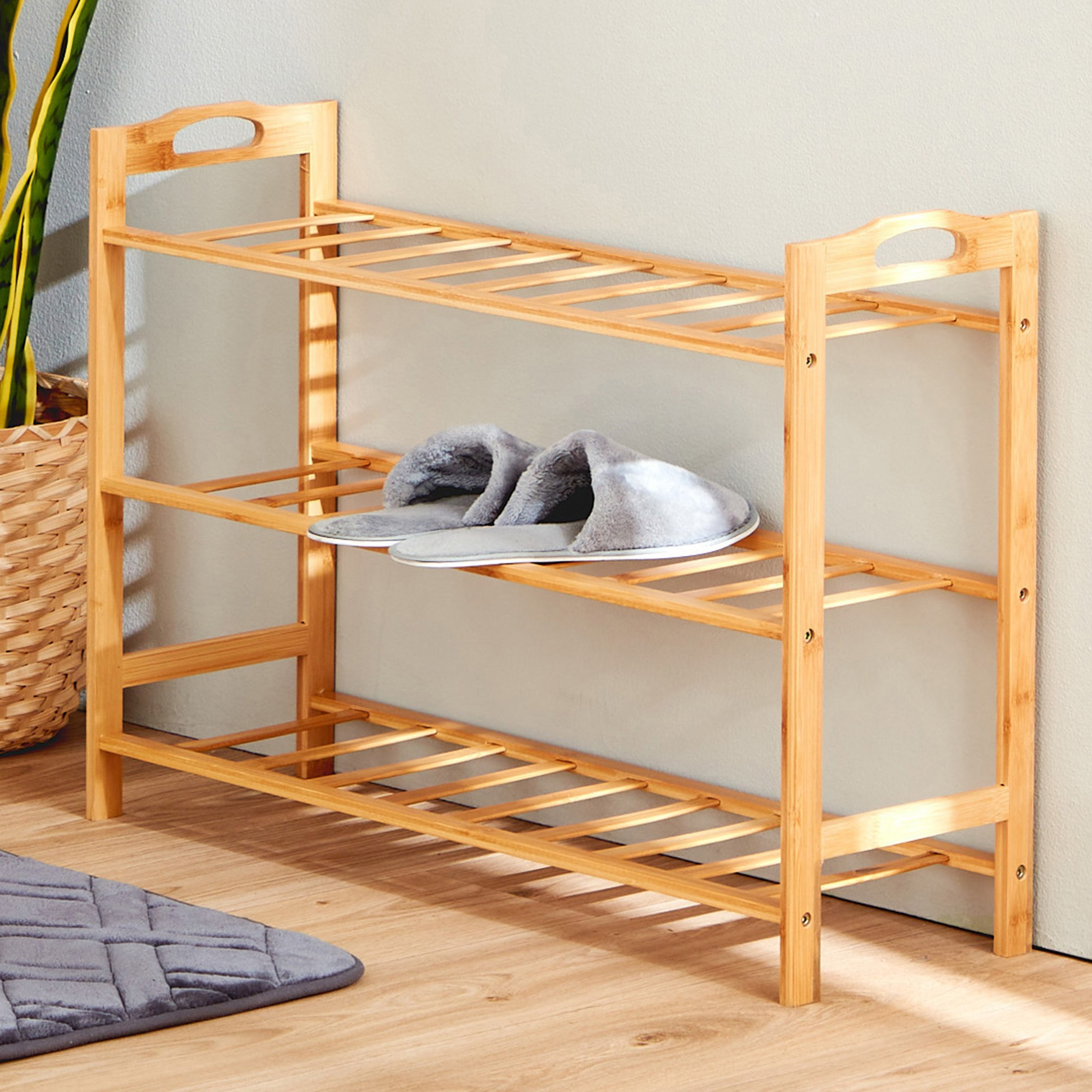 Buy Alina Bamboo 3-Tier Shoe Rack - 68x23.5x50 cm Online in UAE | Homebox