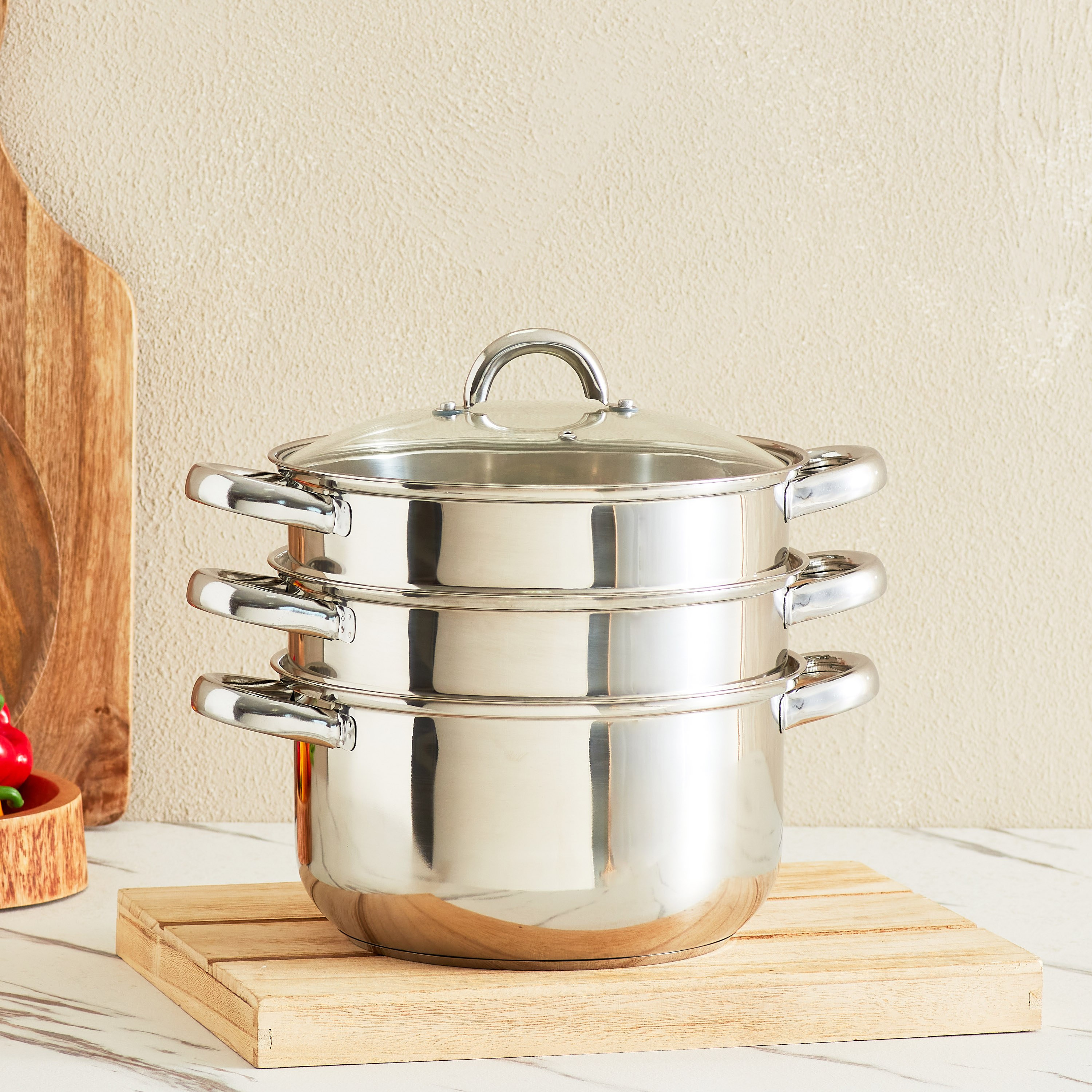 Buy Prima 3-Layer Stainless Steel Steamer with Lid - 26 cm Online in ...