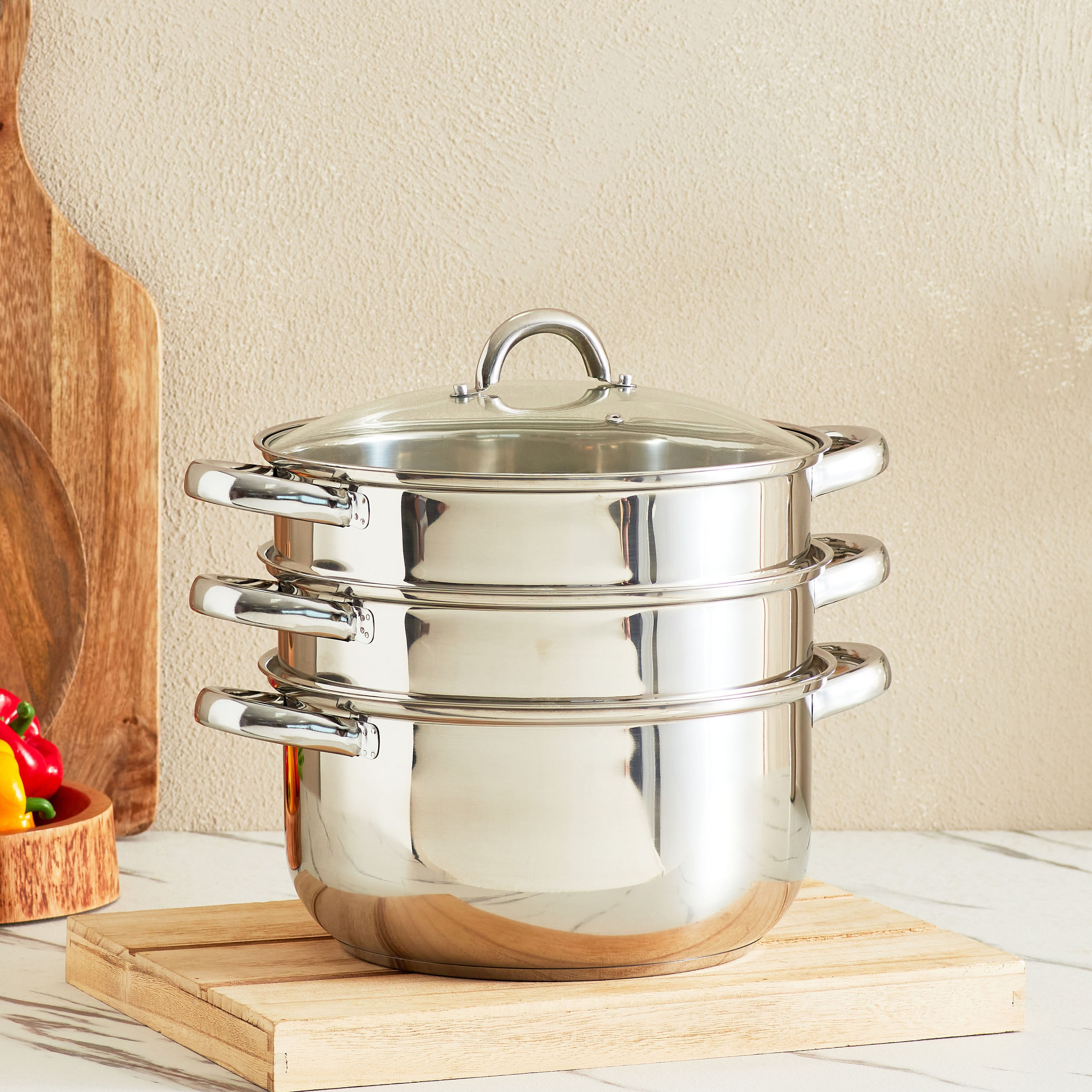 Buy Prima 3-Layer Stainless Steel Steamer with Lid - 28 cm Online in ...