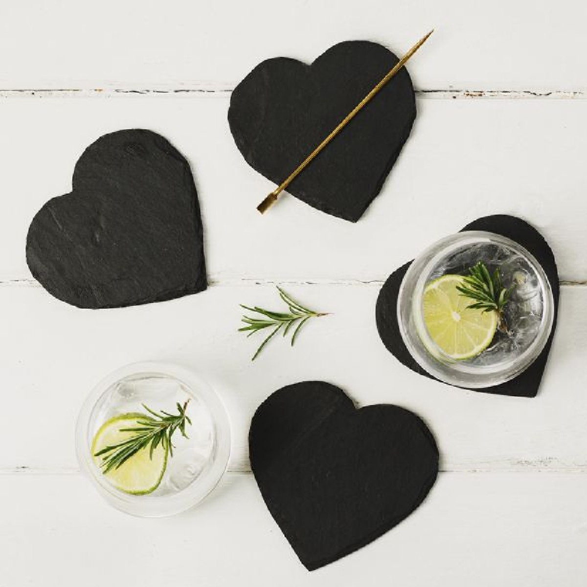 Buy Zen Natural Stone Heart Shaped Slate Coaster - Set of 4 Online in ...