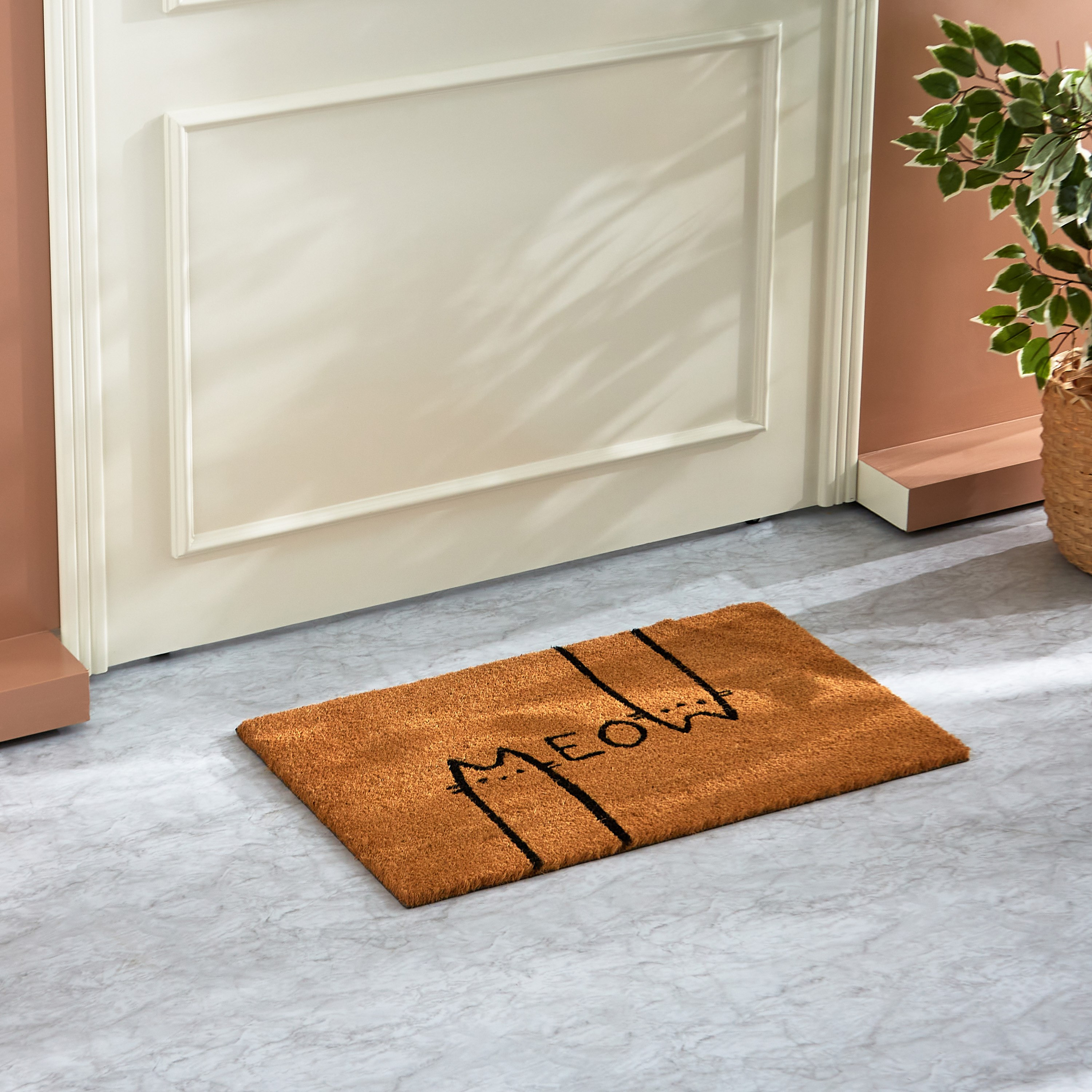 Buy Meow Print Coir Doormat - 40x75 cm Online in UAE | Homebox