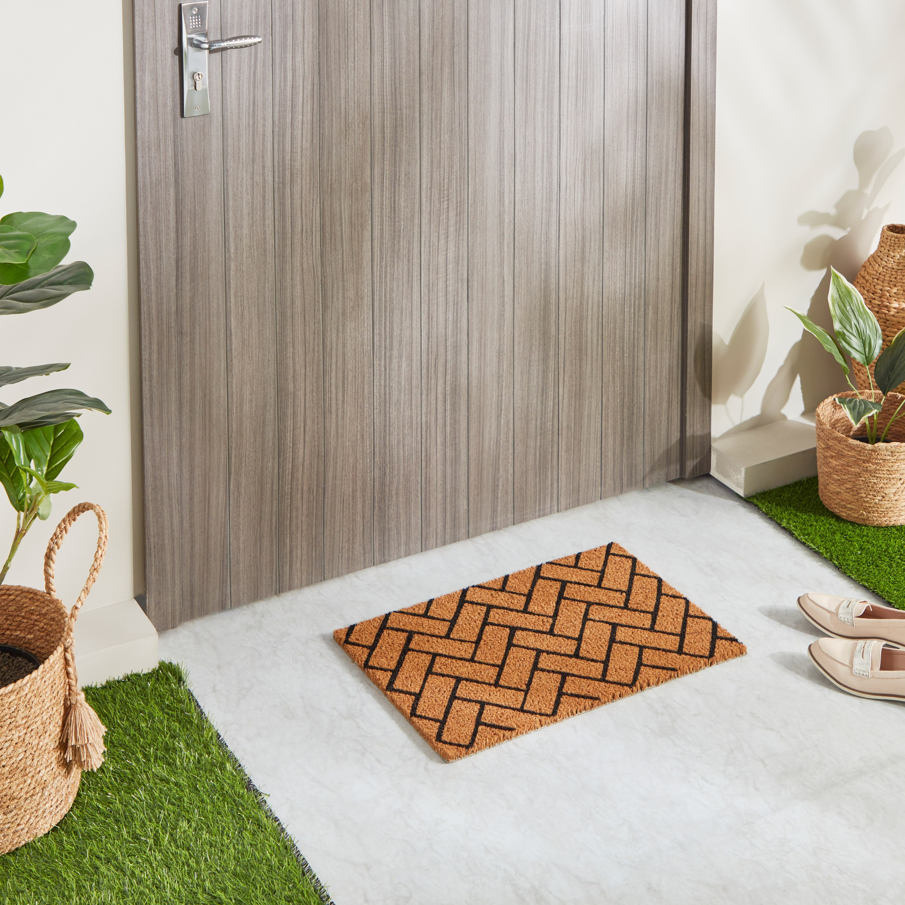 Buy Geometric Printed Coir Doormat with Latex Back - 40x60 cm Online in ...