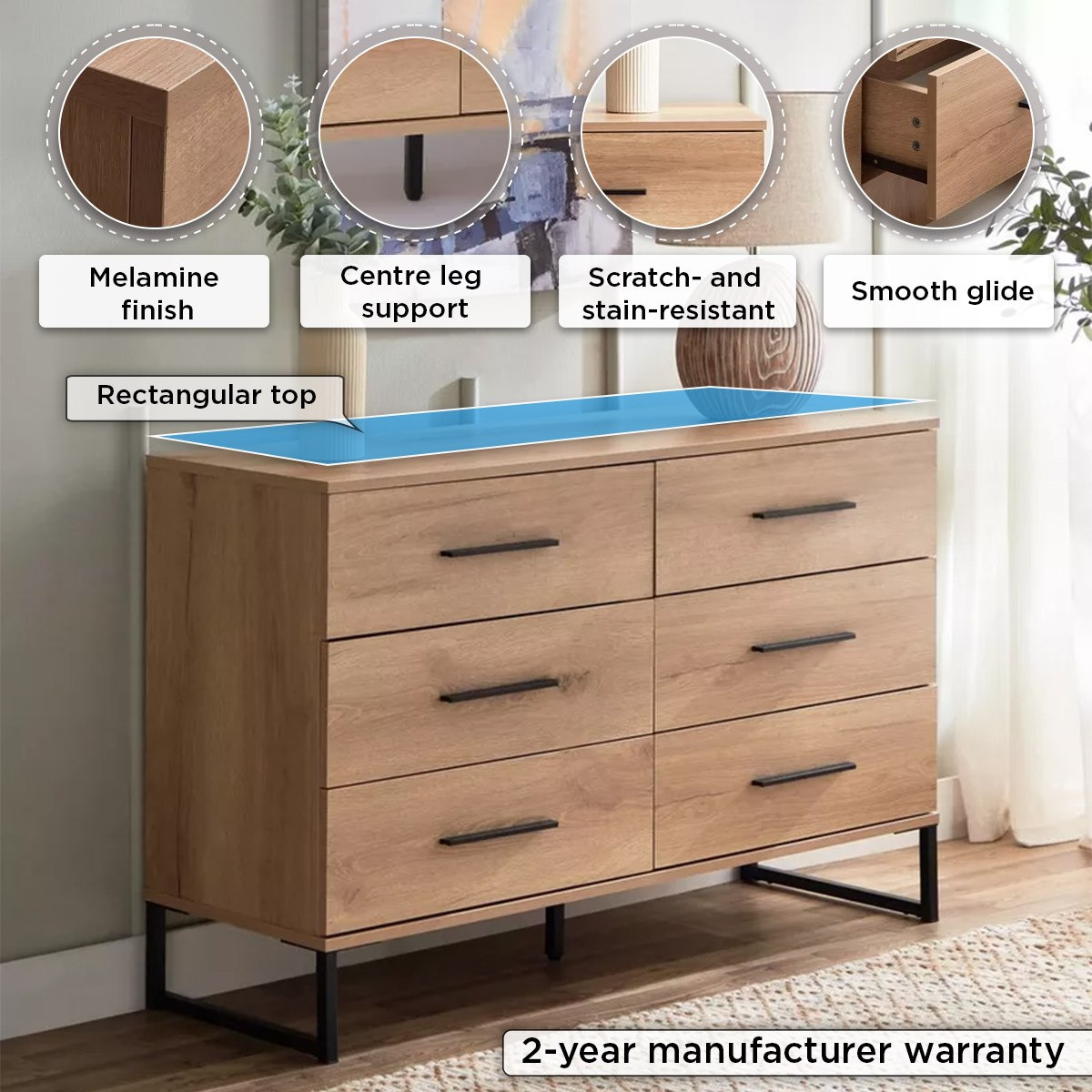 Buy Urban 6 Drawer Master Dresser without Mirror Online in UAE Homebox