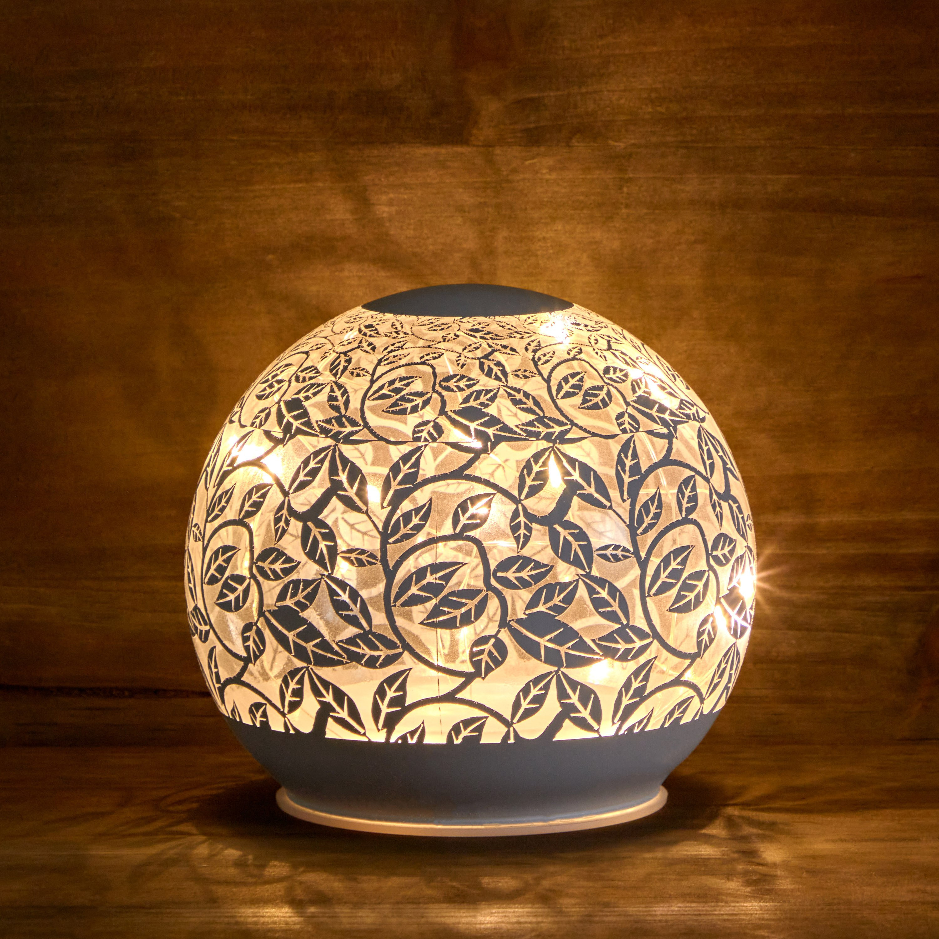 Buy Evren Floral Cutwork Glass Ball Accent with LED Lights - 12x12x11 ...