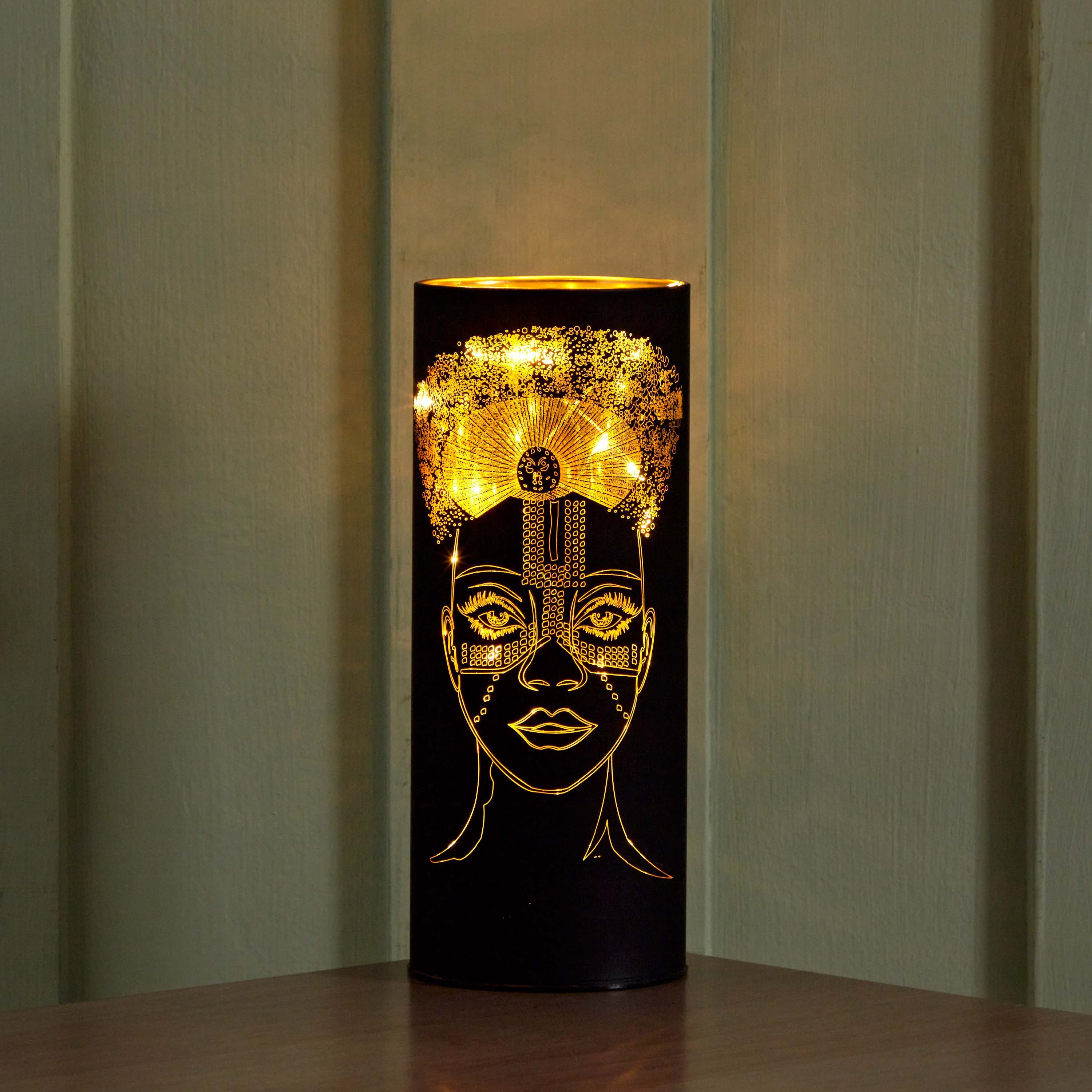 Buy Evren Fire Lady Cutwork Lantern with LED Light - 8x8x20 cm Online ...