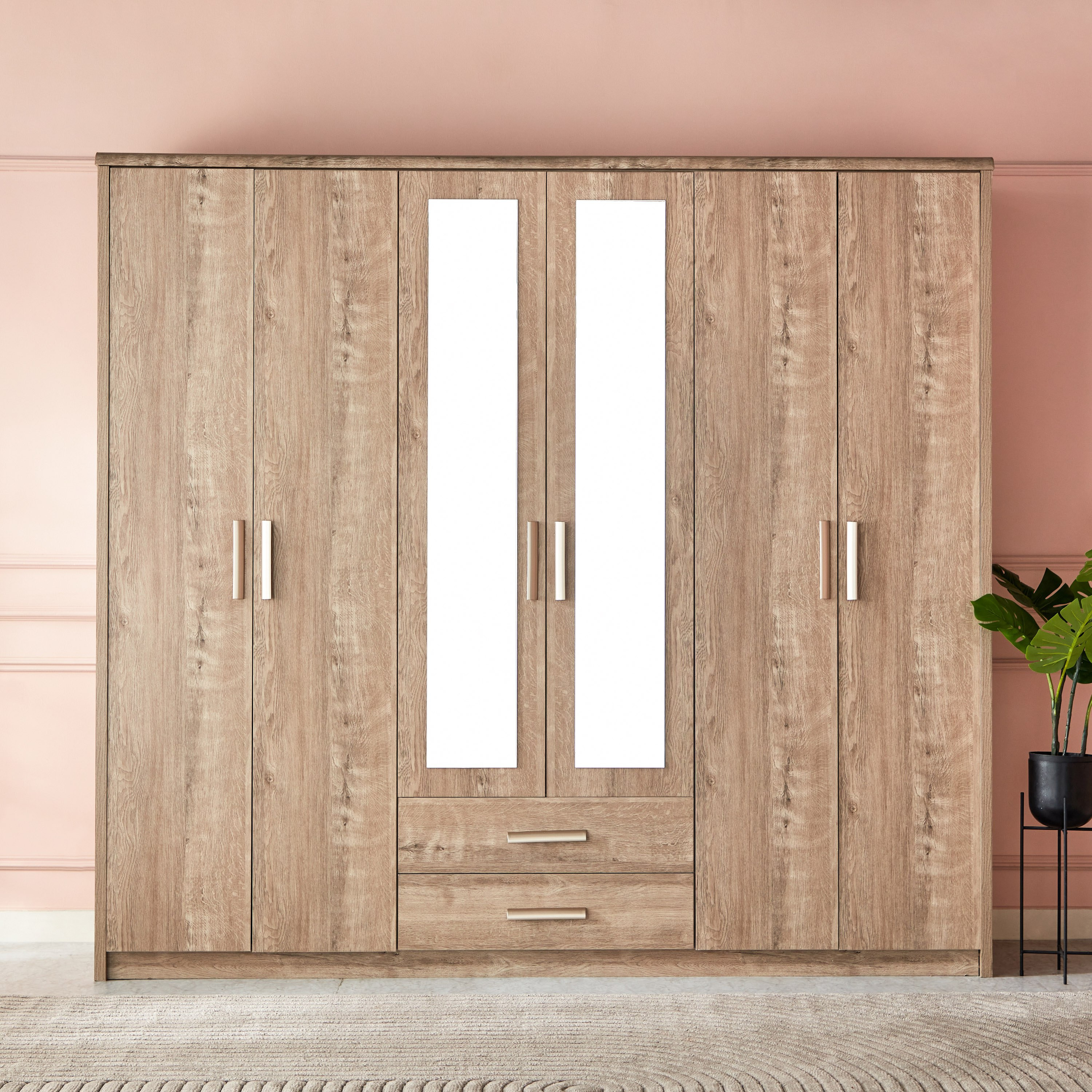 Buy Curvy 6-Door Wardrobe with 2 Drawers Online in UAE | Homebox