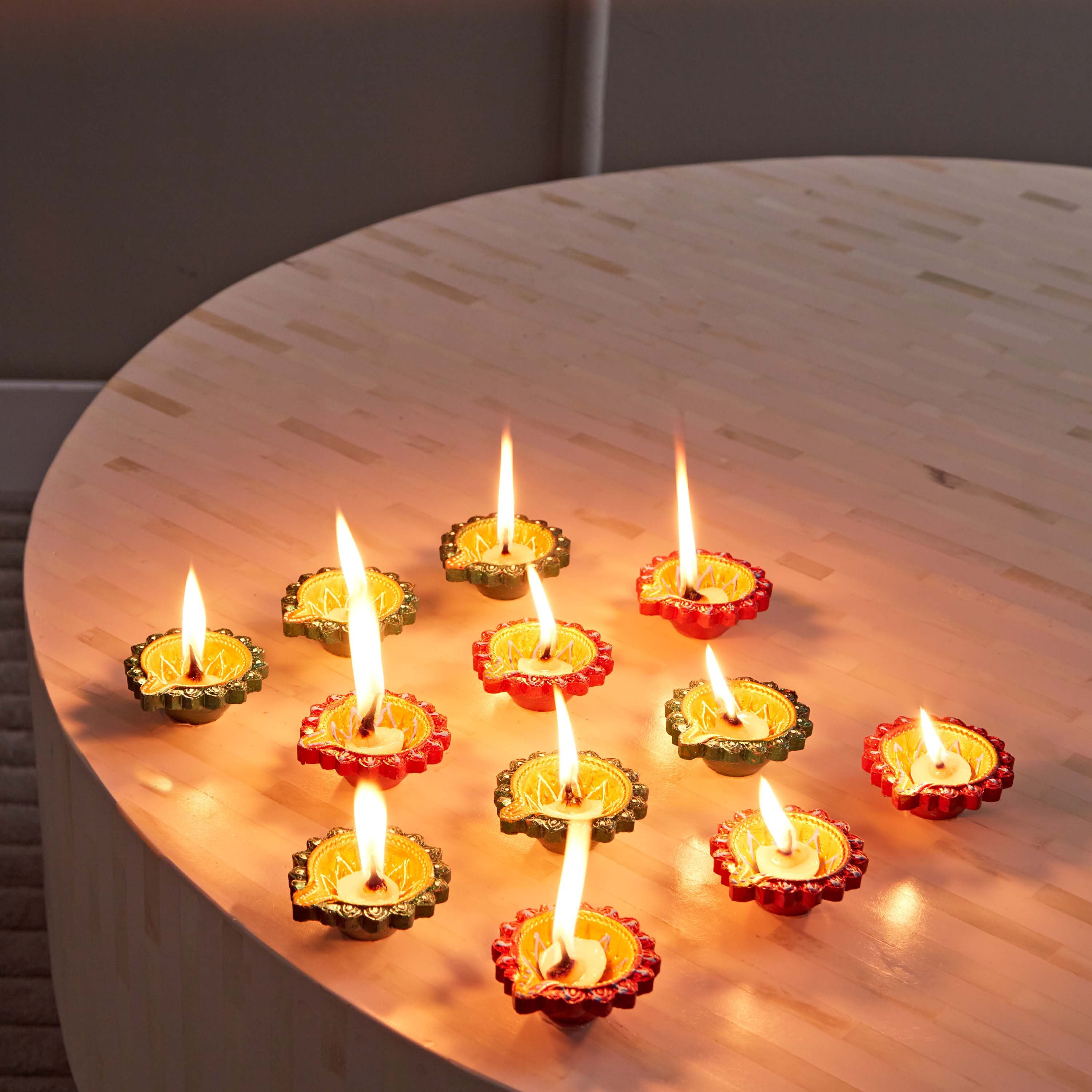 Buy Lumen 12-Piece Colourful Diya Set - 19x15x3 cm Online in UAE | Homebox