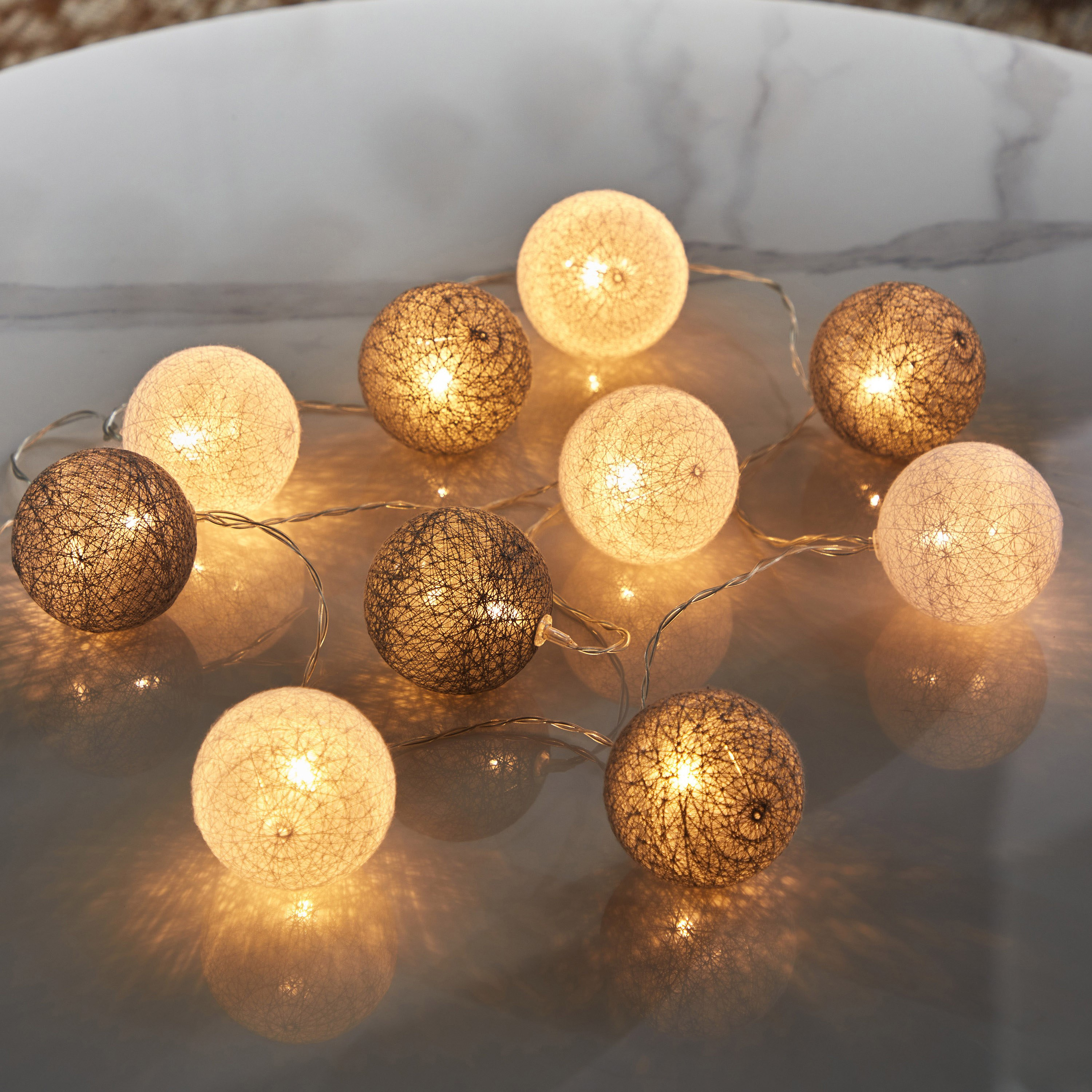 Buy Infinity Cotton 10-Piece 2AA Warm White LED Cotton Ball Light Chain ...