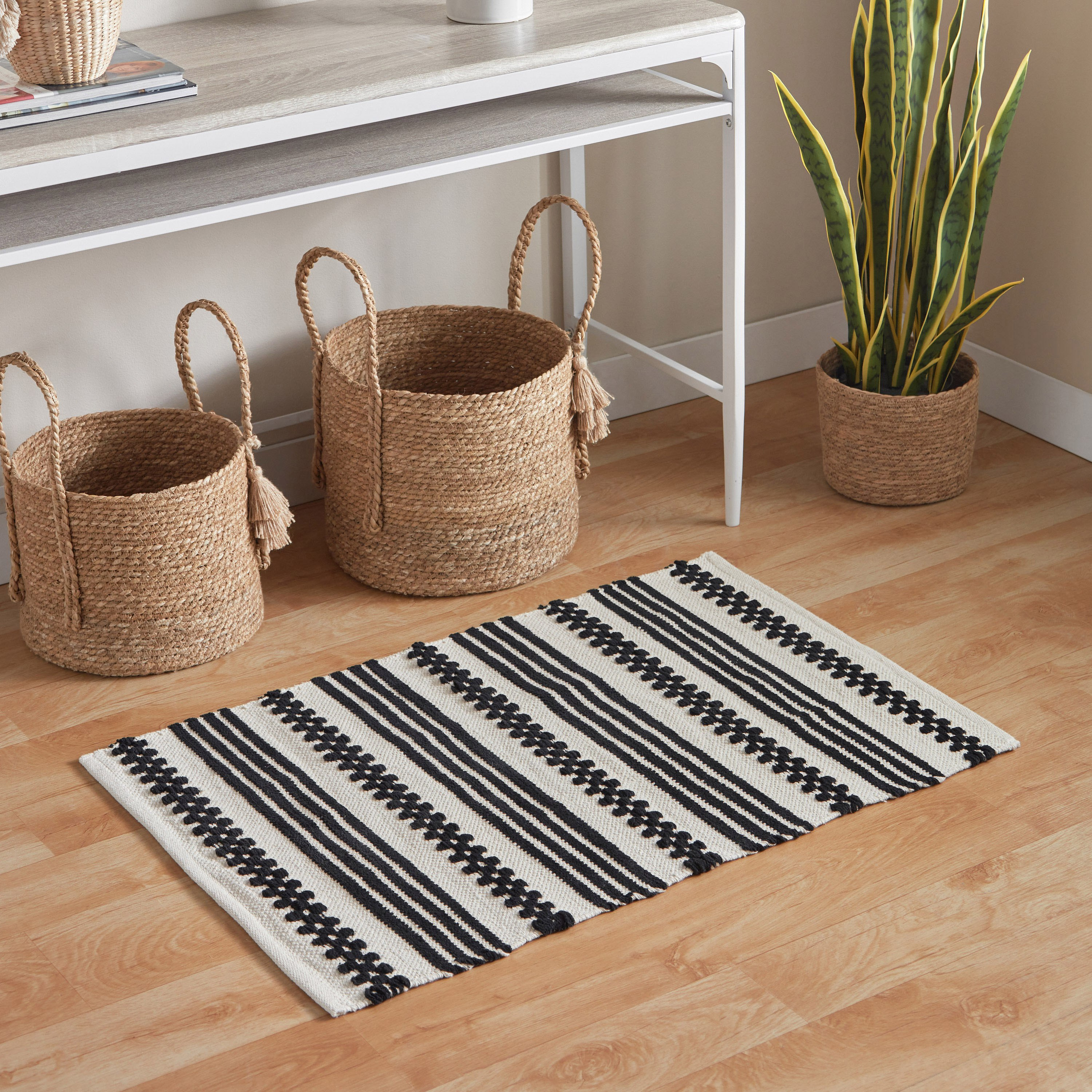 Buy Ebony Streaks Cotton Rug - 60x90 cm Online in KSA | Homebox