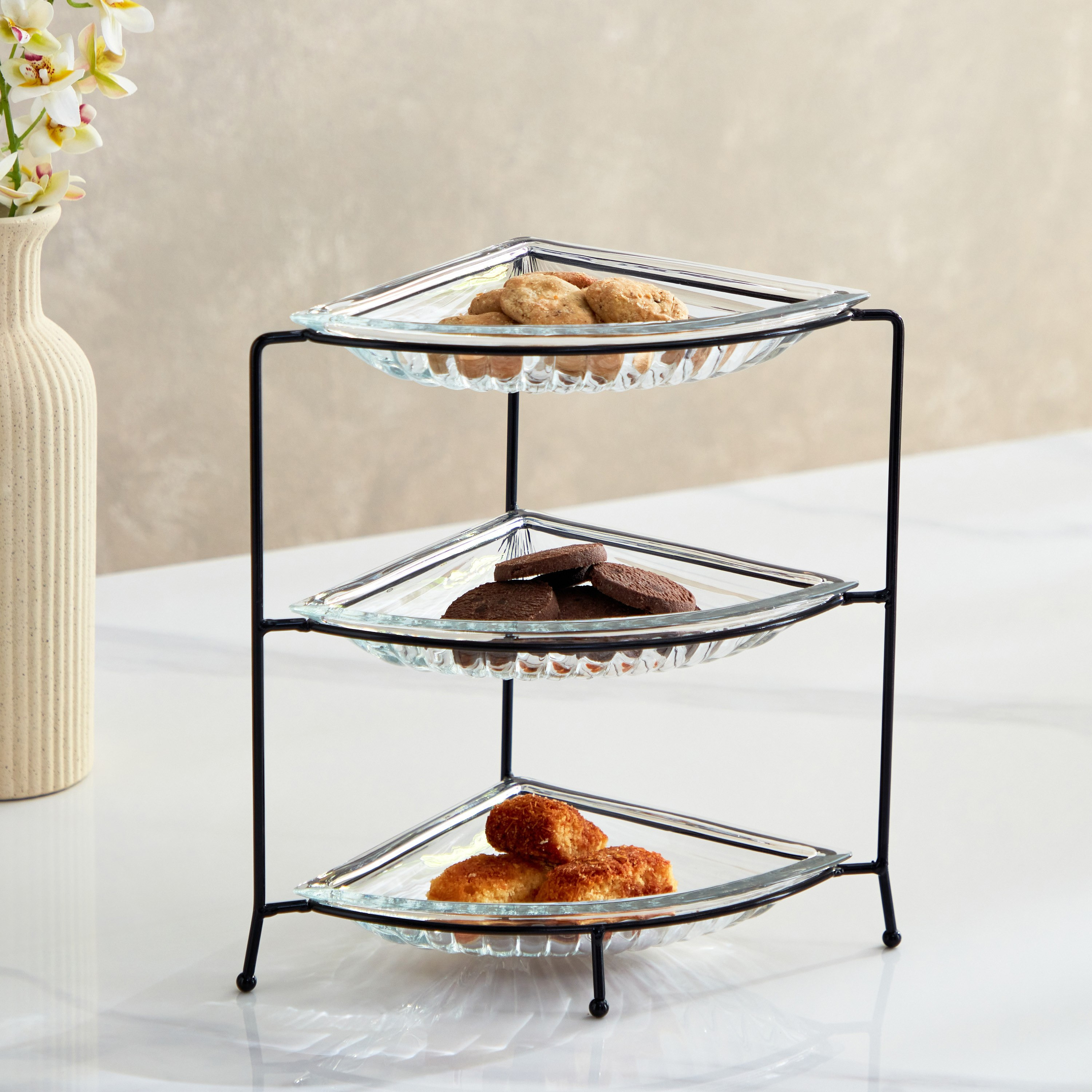 Buy Vintage 4-Piece Glass Serving Tray Set Online in UAE | Homebox