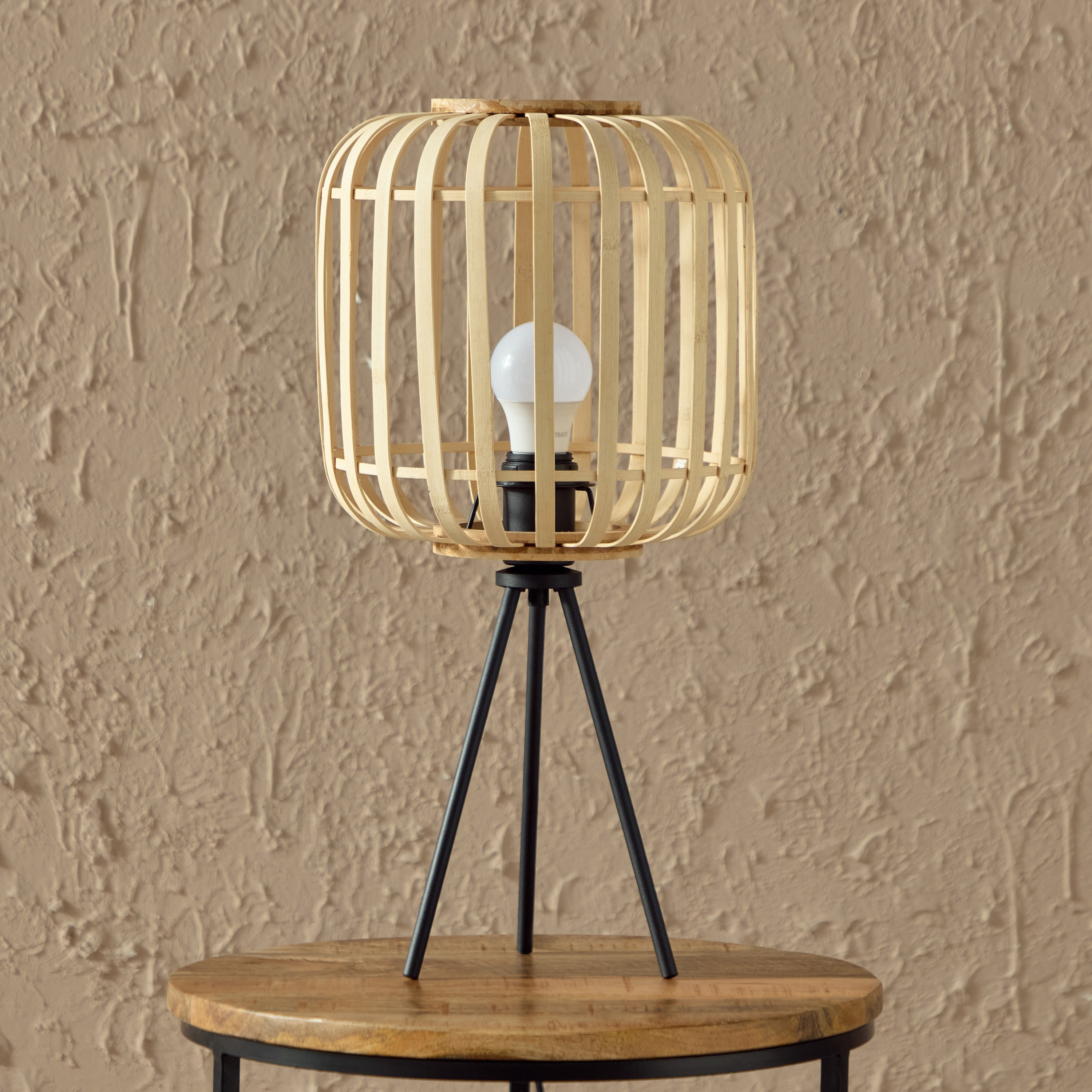 Buy Stark Natural Bamboo Chip Shade Tripod Table Lamp with Metal Legs ...