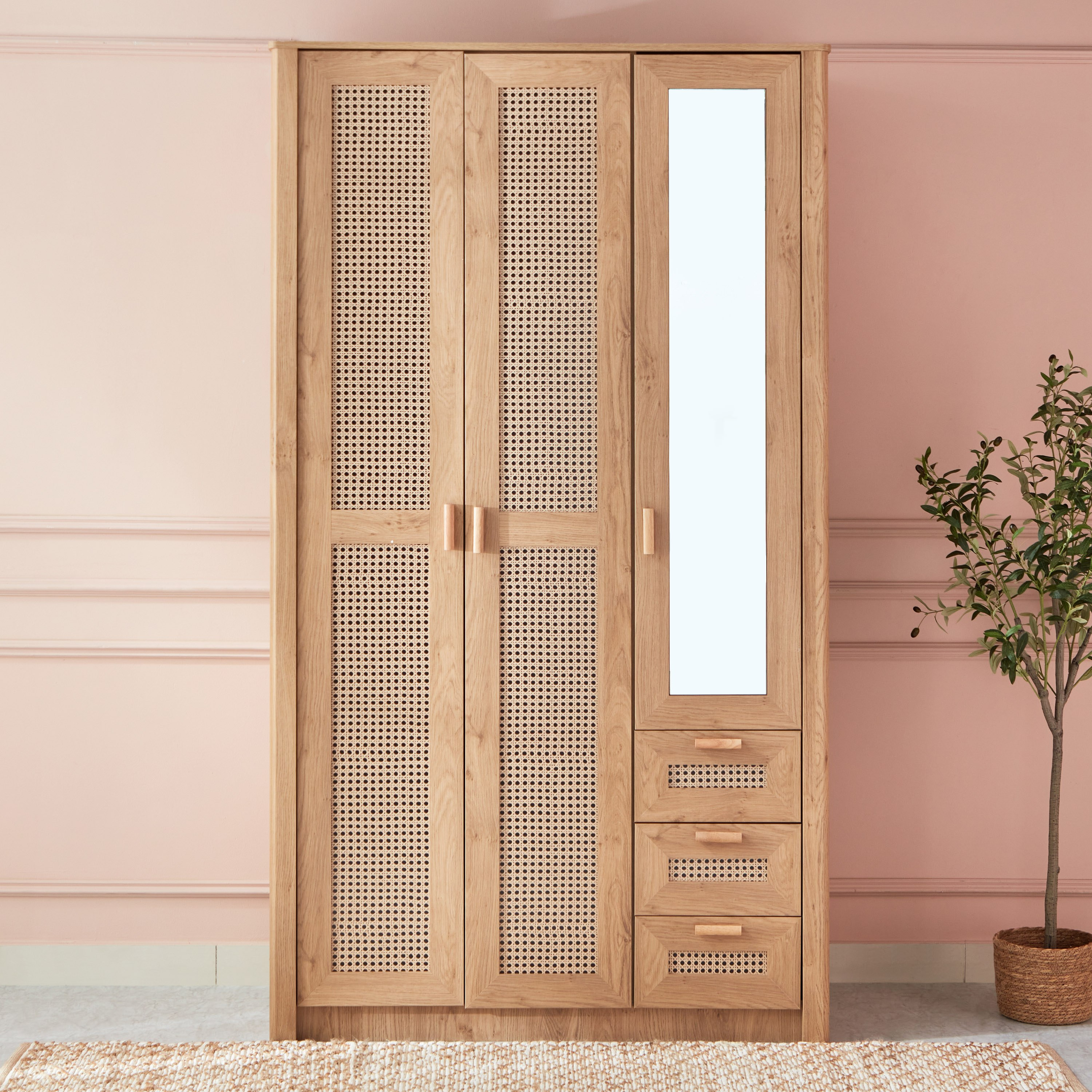 Buy Java 3-Door Wardrobe with 3 Drawers and Mirror Online in UAE | Homebox