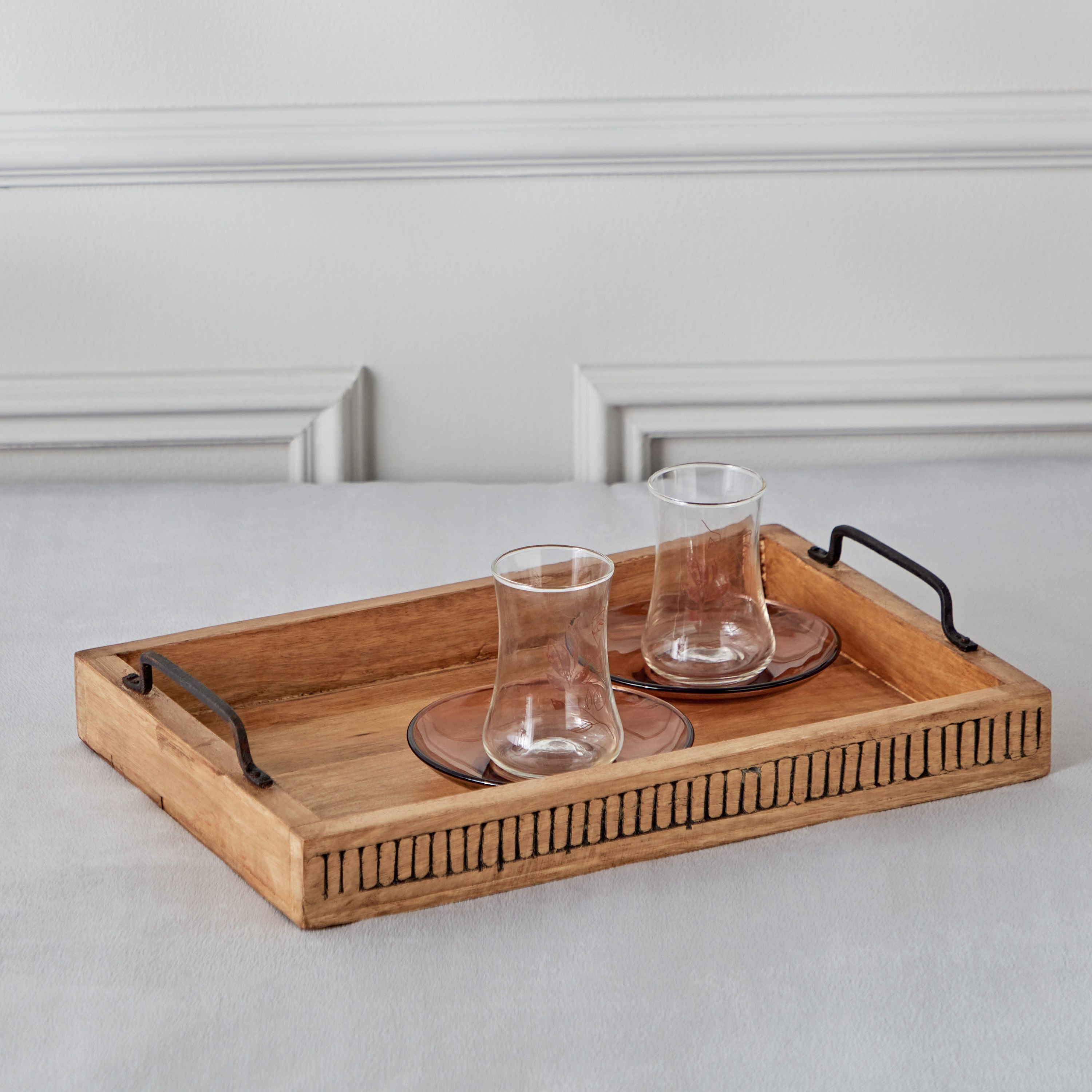 Buy Earthy Vibe Wooden Tray with Handle - 38 cm Online in UAE | Homebox