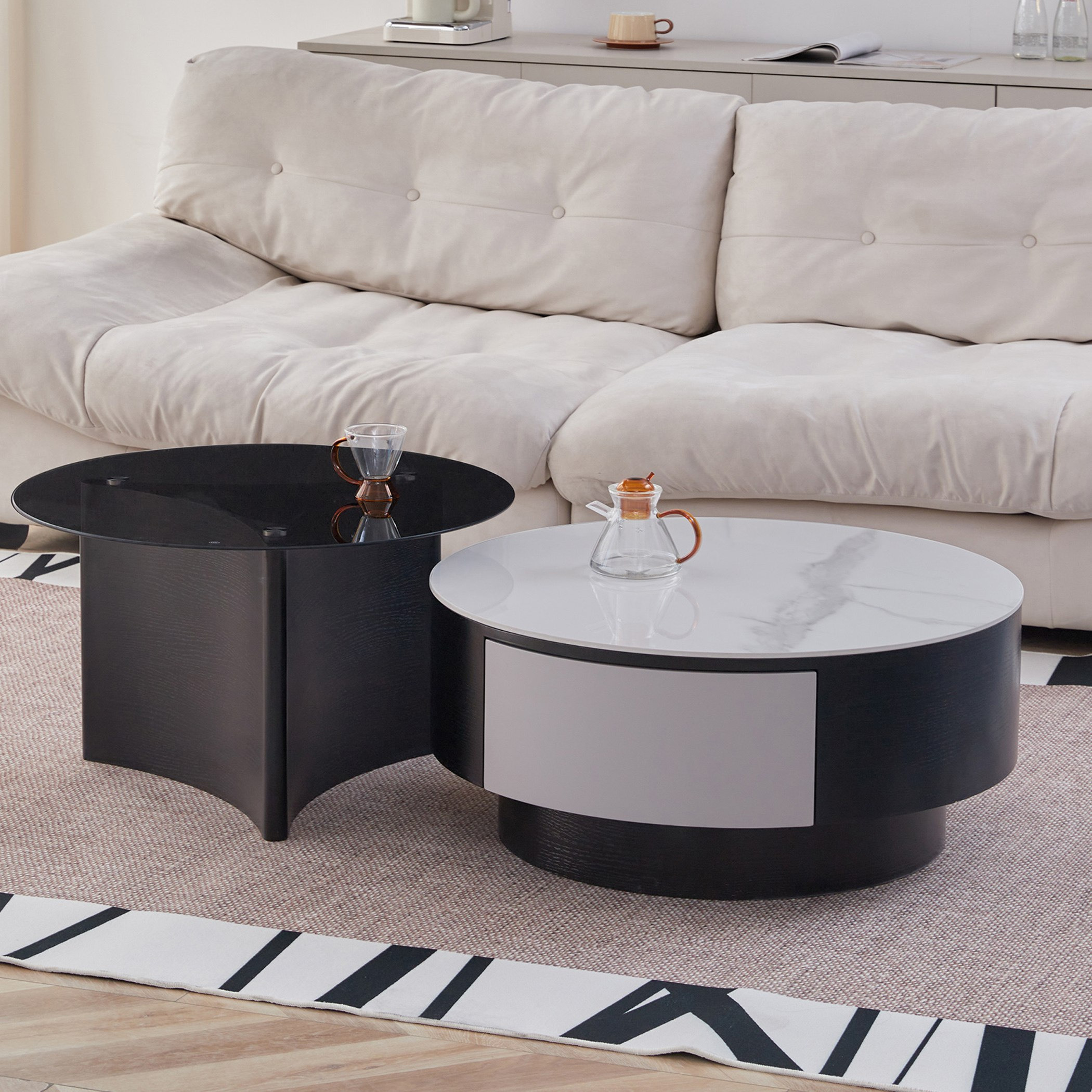 Buy Charleston 2 Piece Sintered Stone and Glass Coffee Table Set Online in UAE Homebox