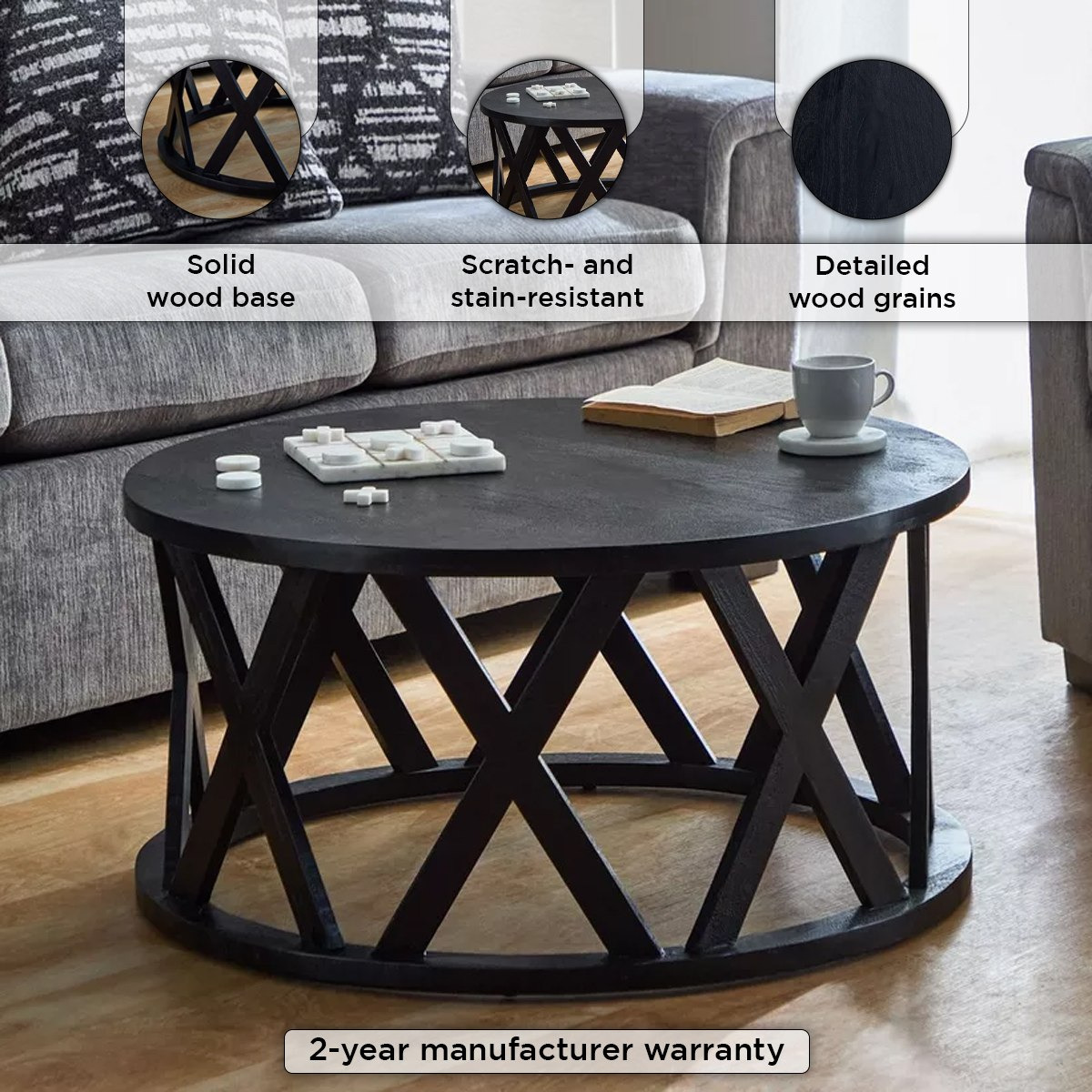 Buy Blake NXT Solid Wood Round Coffee Table Online in UAE Homebox