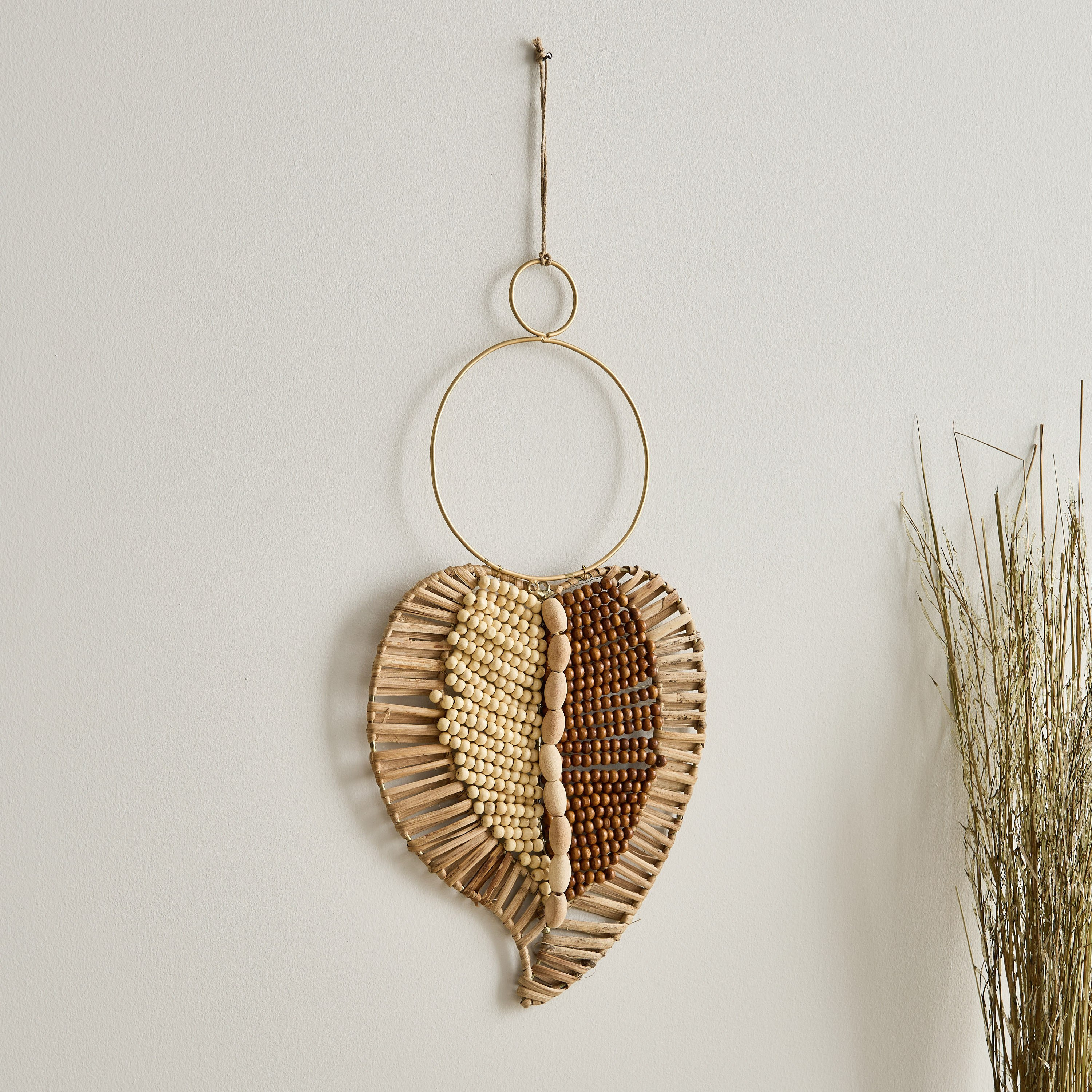 Buy Enzo Leaf Design Wooden Beaded Wall Decor - 48x24 cm Online in KSA ...