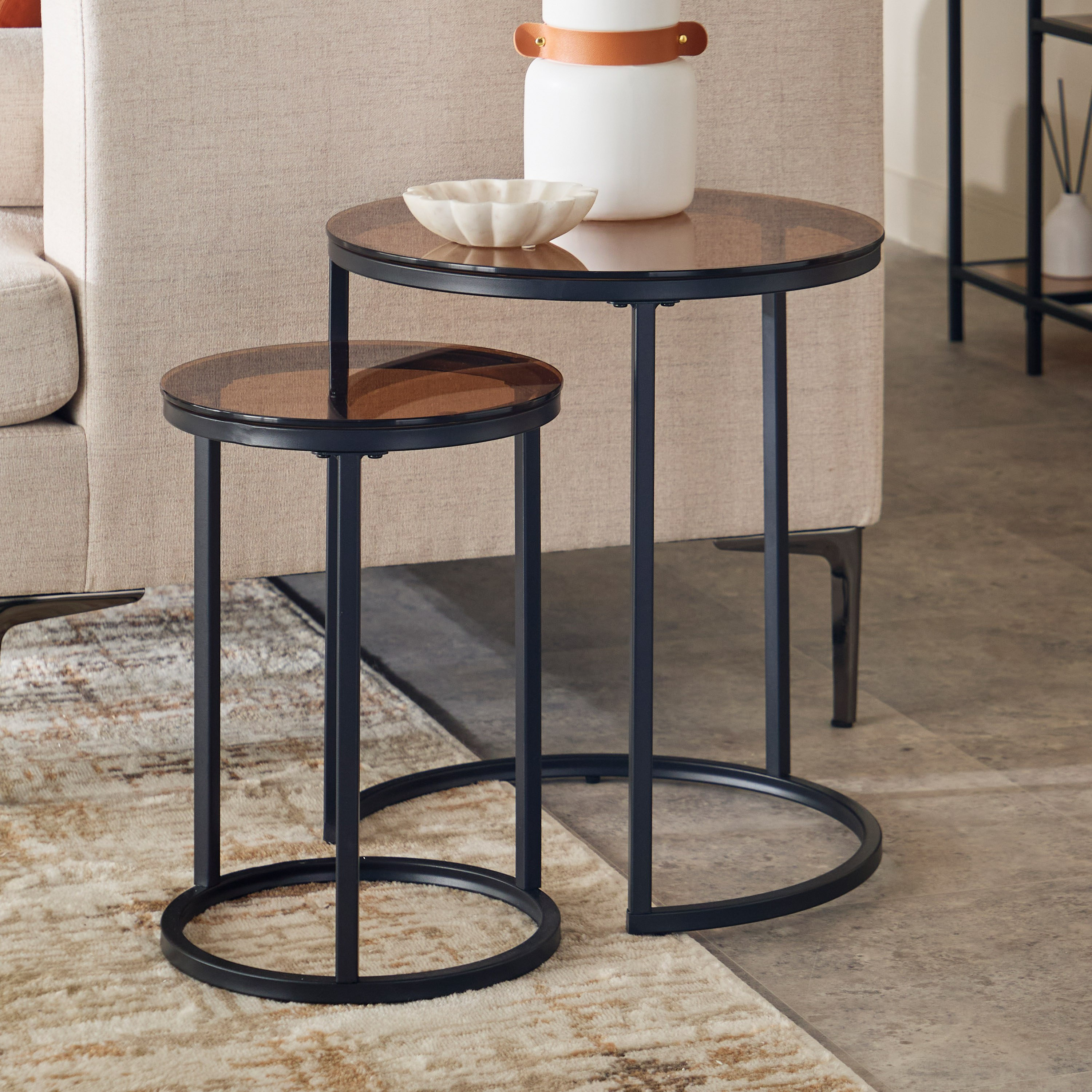 Buy Arc Glass Top Nest of Tables - Set of 2 Online in UAE | Homebox