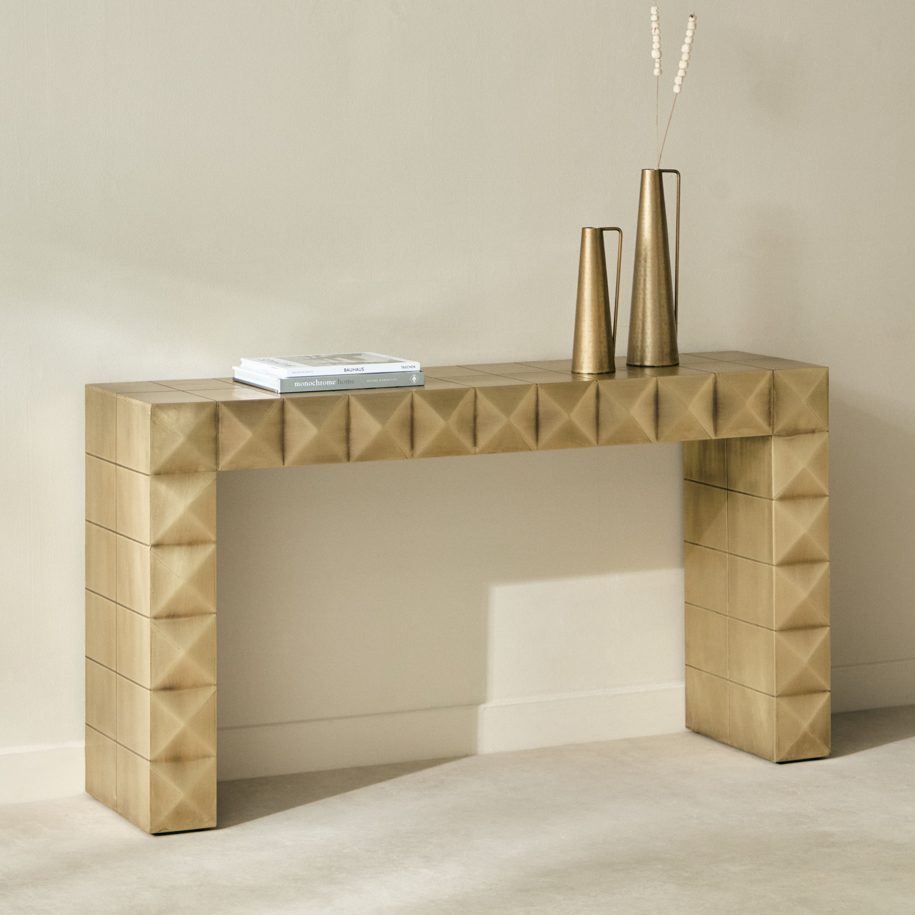 Buy Prisma Brass Cladding Console Table Online in Qatar | Homebox