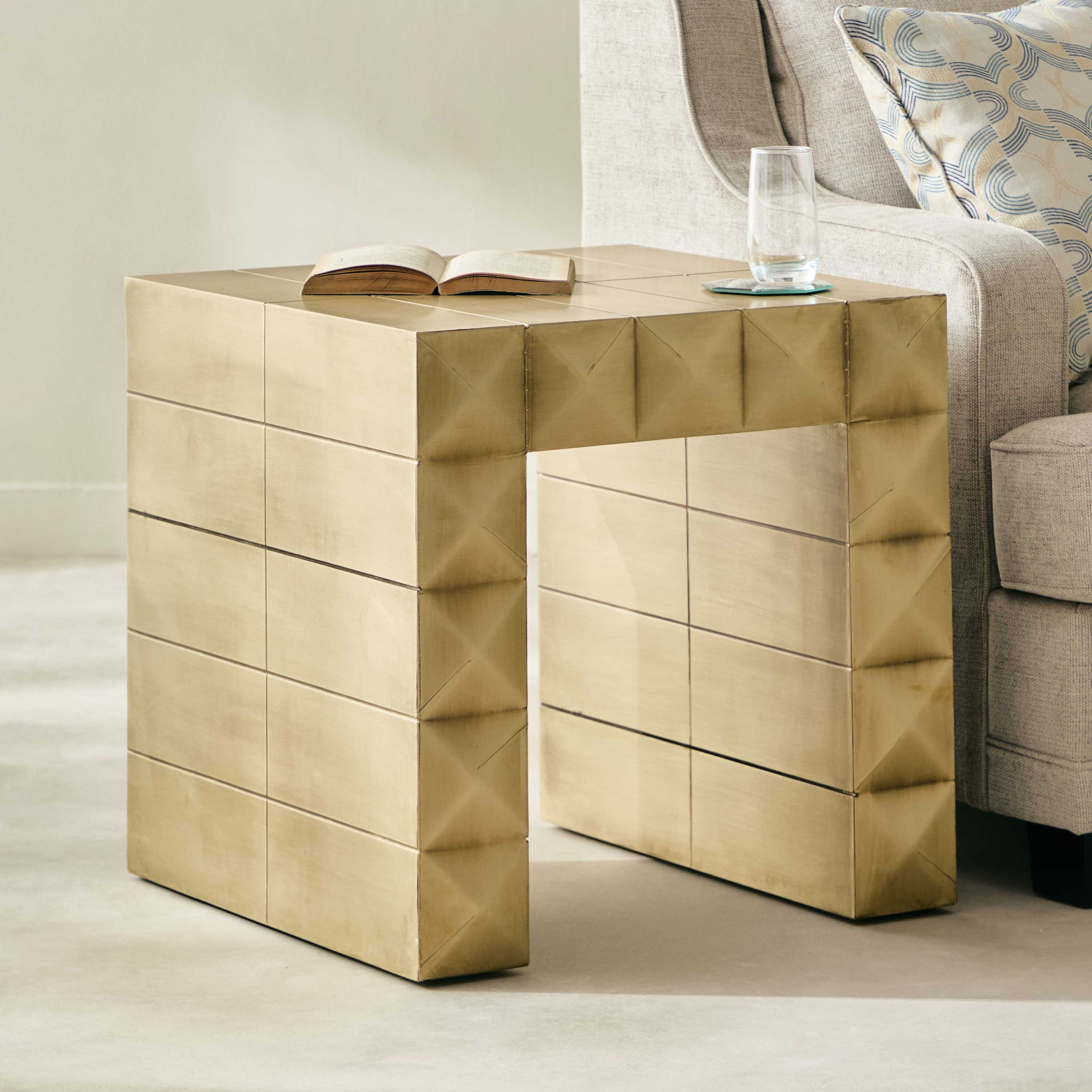 Buy Prisma Brass Cladding End Table Online in Qatar | Homebox