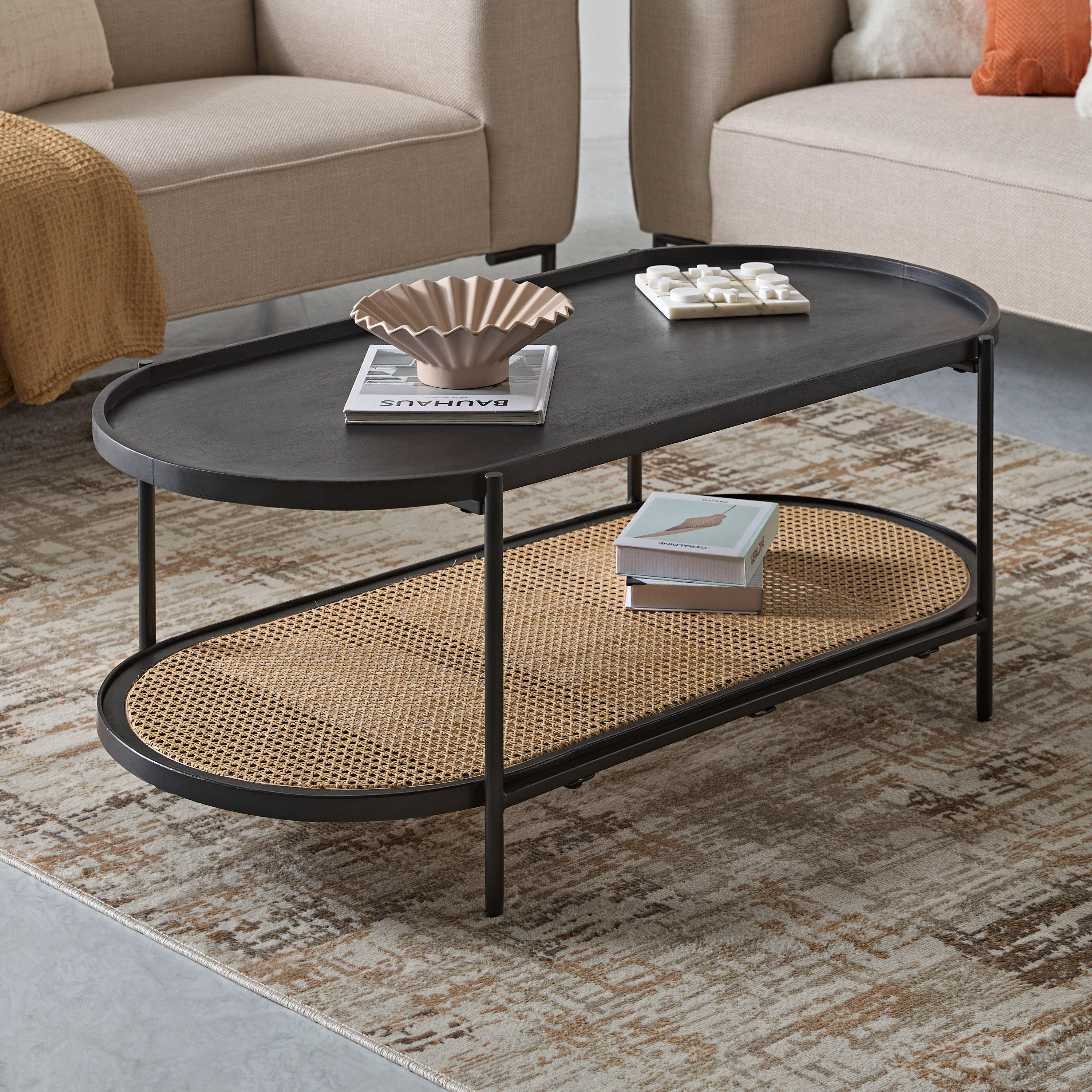 Buy Enna Rattan and Solid Wood Coffee Table Online in UAE | Homebox