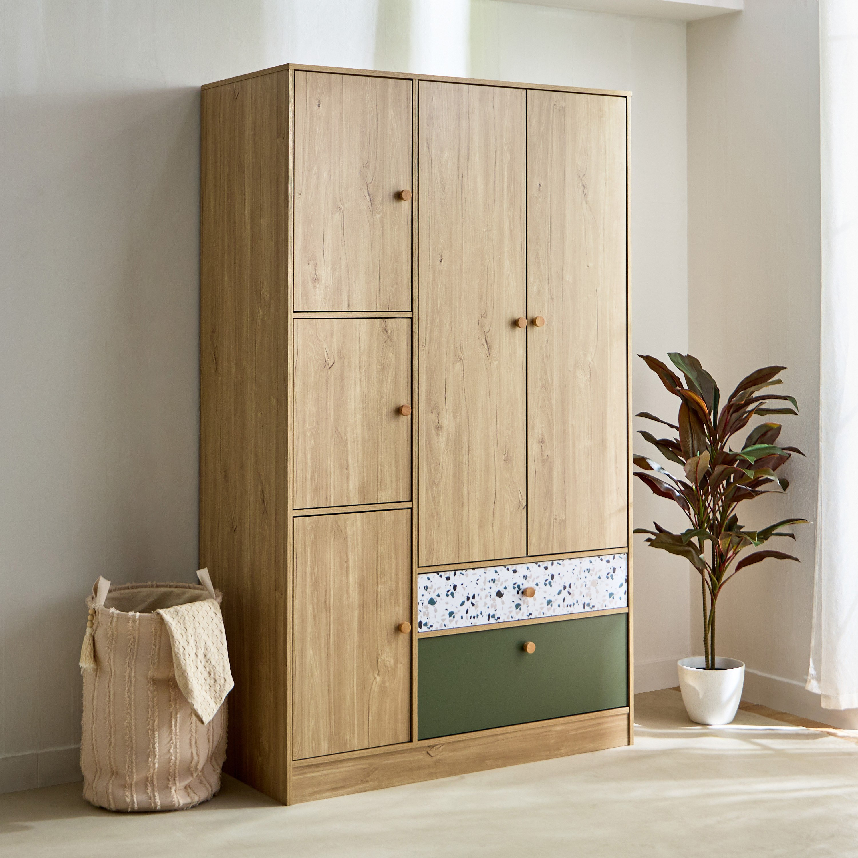 Buy Fern 5-Door Wardrobe with 2 Drawers Online in KSA | Homebox