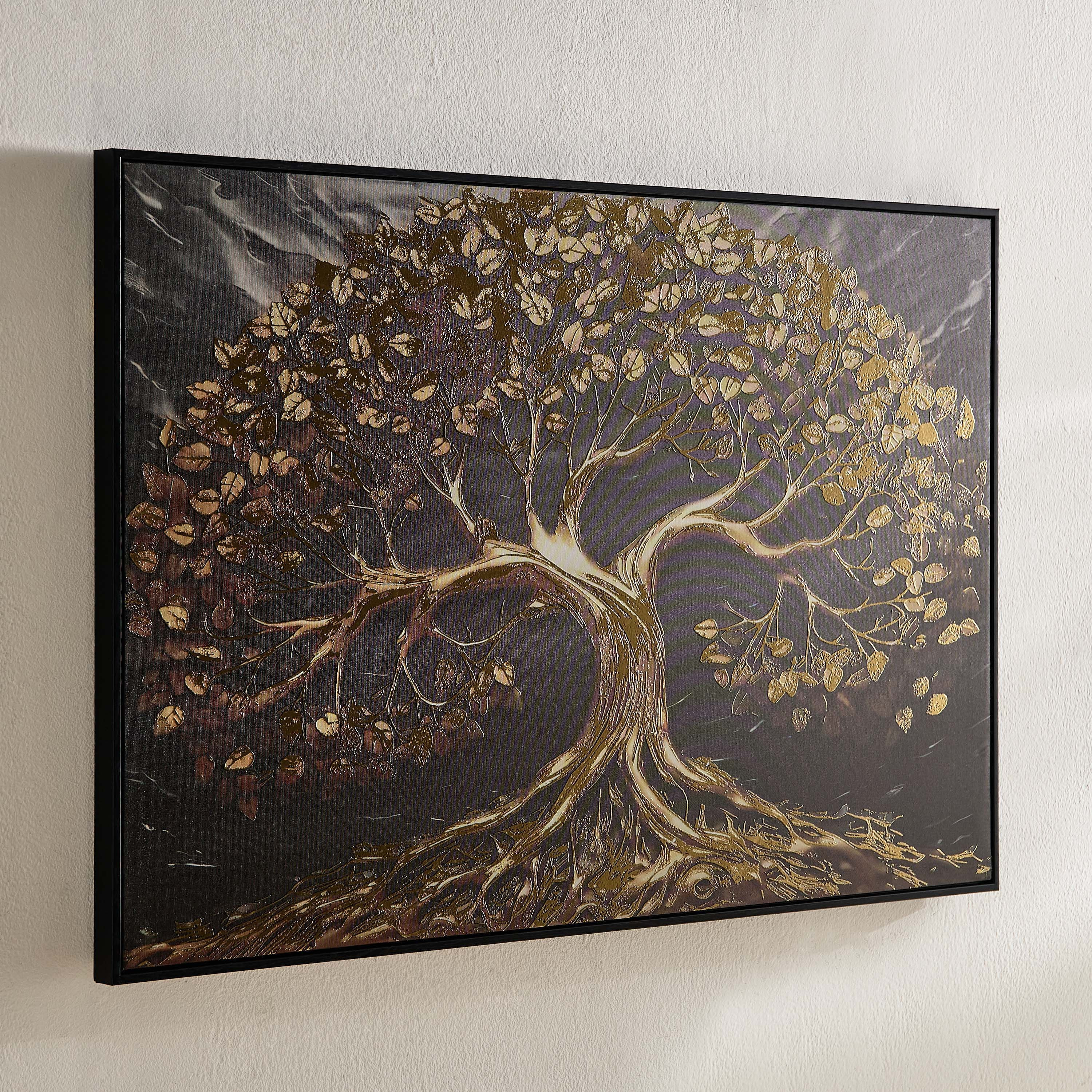 Buy Fossel Tree with Roots Abstract Framed Picture with Foil - 60x90x3 ...