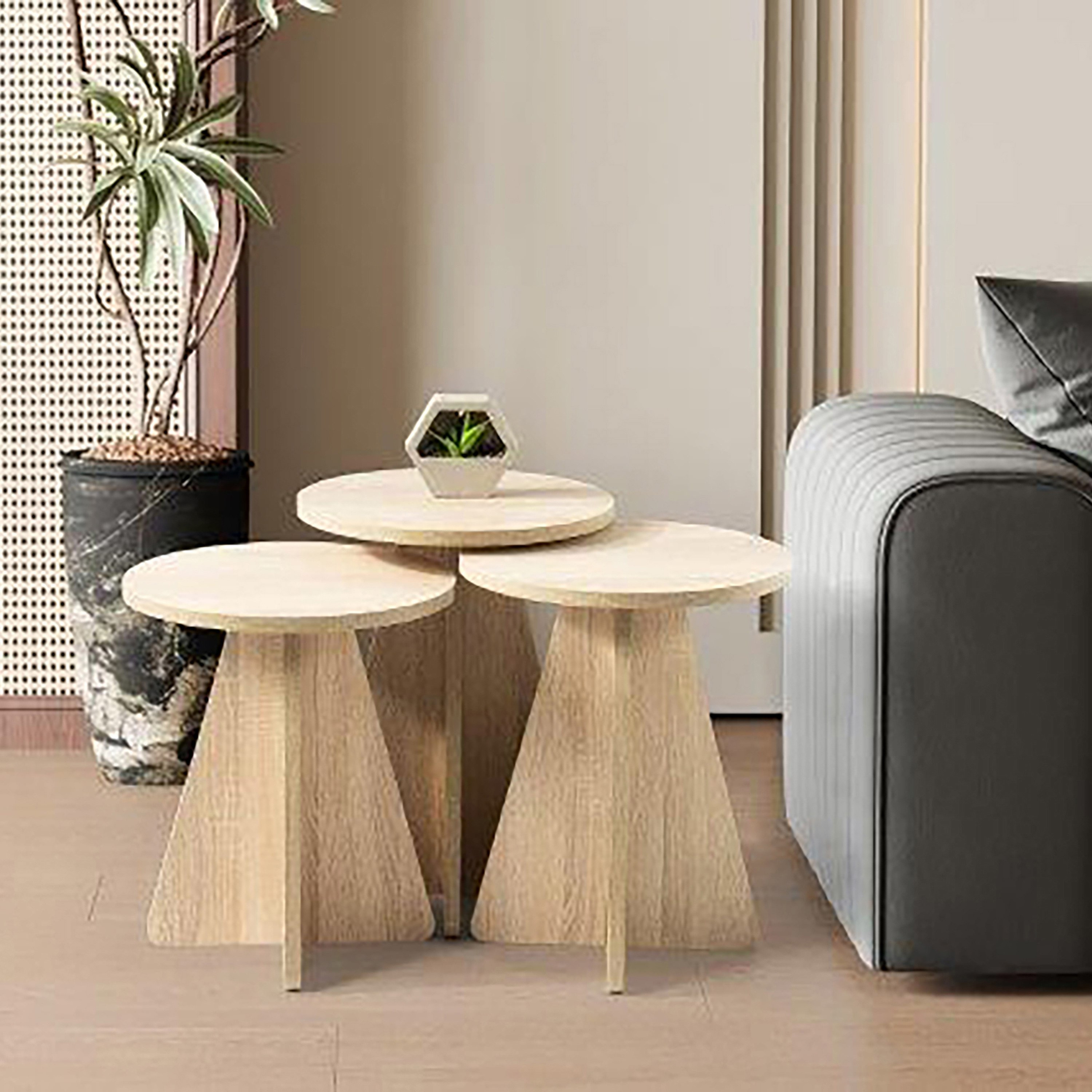 Buy Gamora Stone Finish Nest of Tables - Set of 3 Online in UAE | Homebox