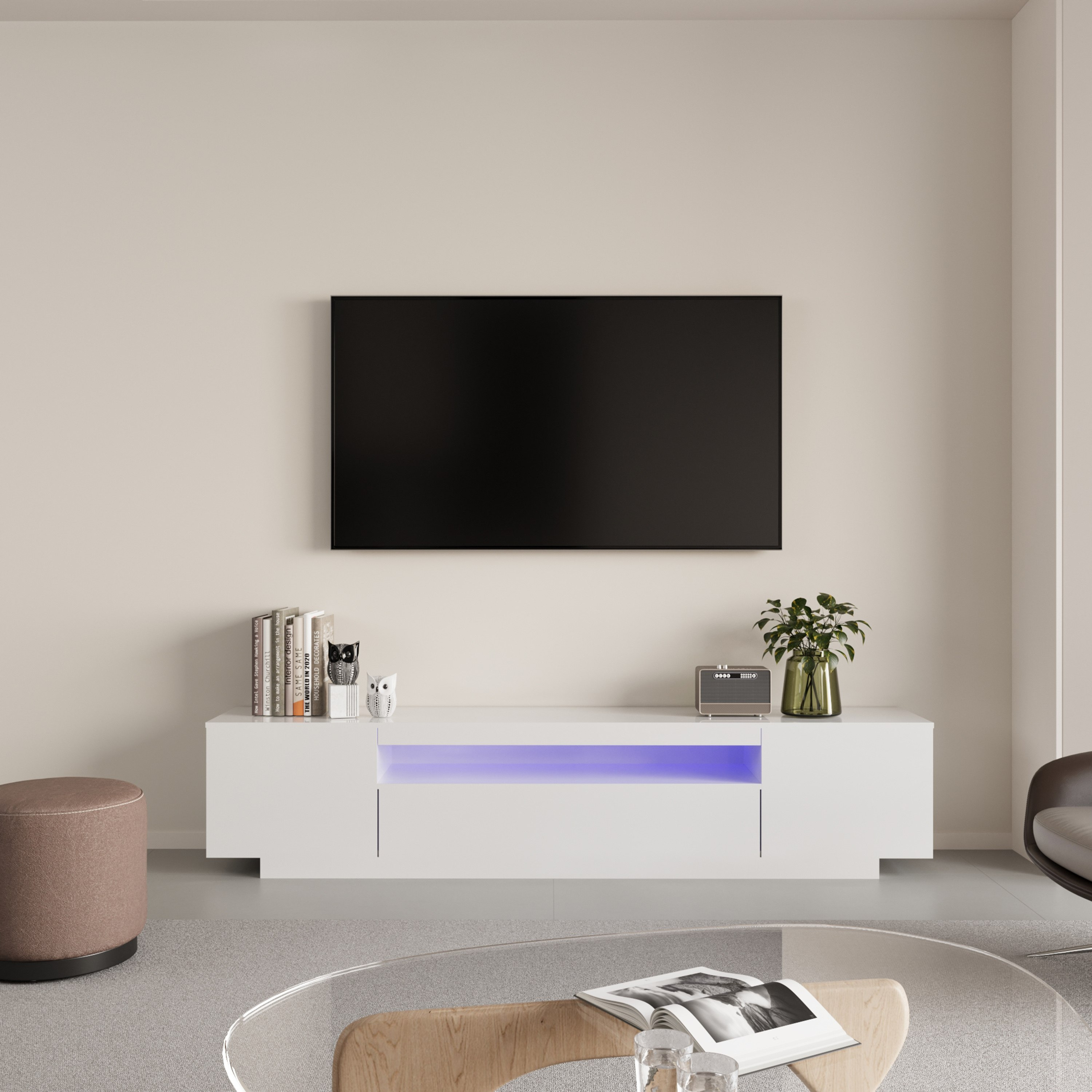 Buy Livia Low TV Unit for TV's upto 78 inches with LED Lights Online in ...