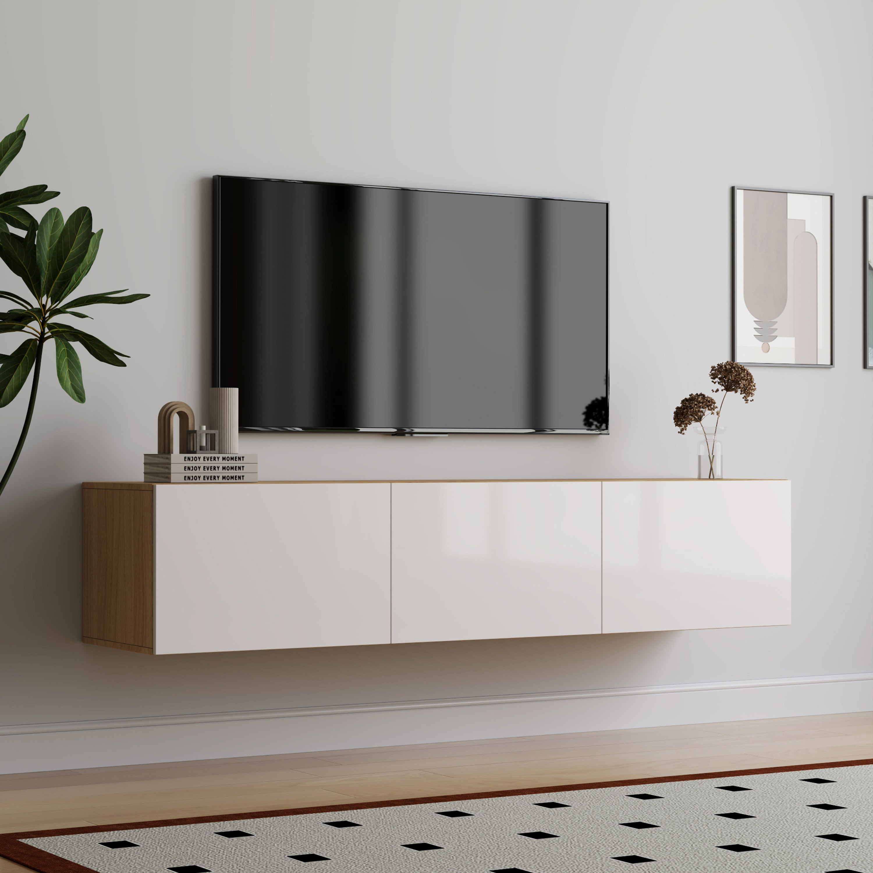 Buy Riva Opera Wall Mounted Floor Low TV Unit Online in Qatar | Homebox