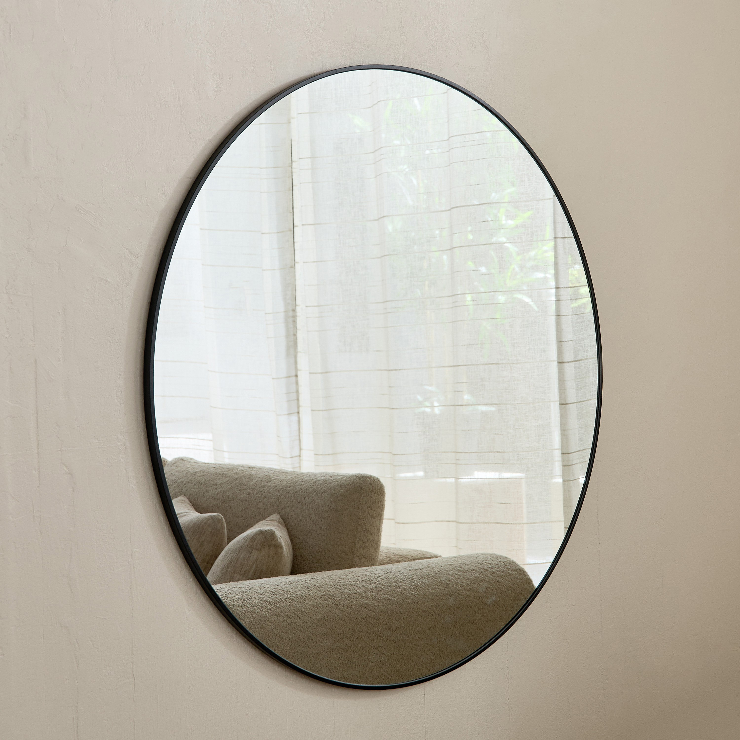 Buy Sabrina Loft Metal Big Size Round Wall Mirror - 100x100x2 cm Online ...