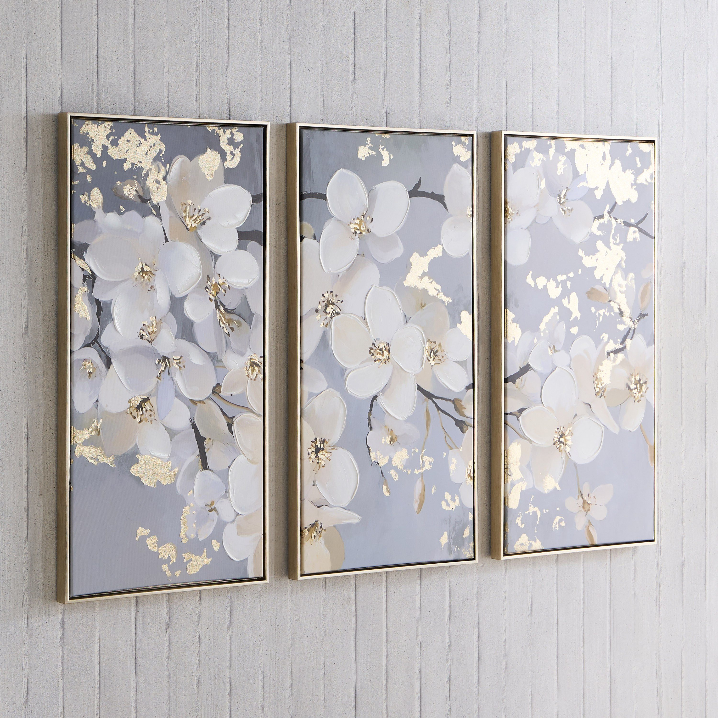 Buy Orson 3-Piece Framed 80% Hand-Painted Floral Canvas Wall Art Set ...