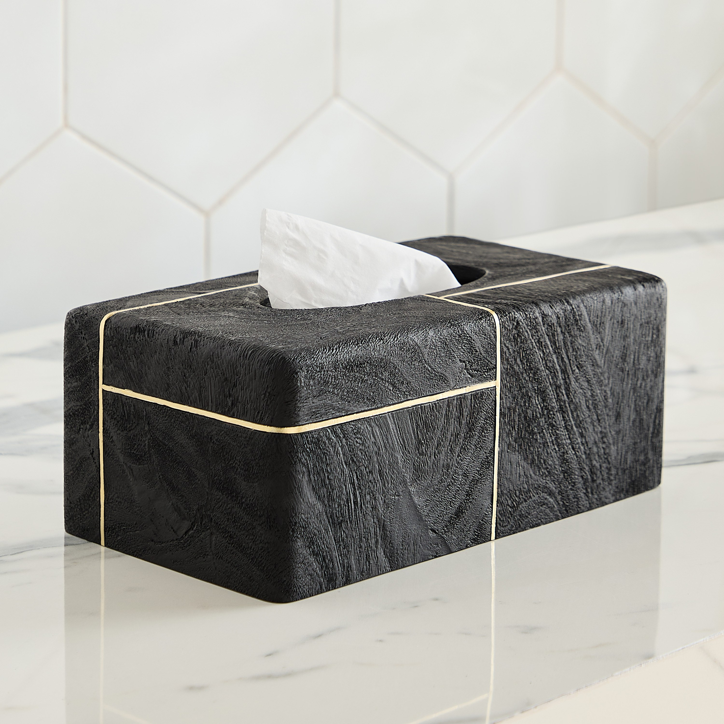 Shop Luxe Resin Rect Tissue Box Black 26x15x10 cm Online | Max KSA