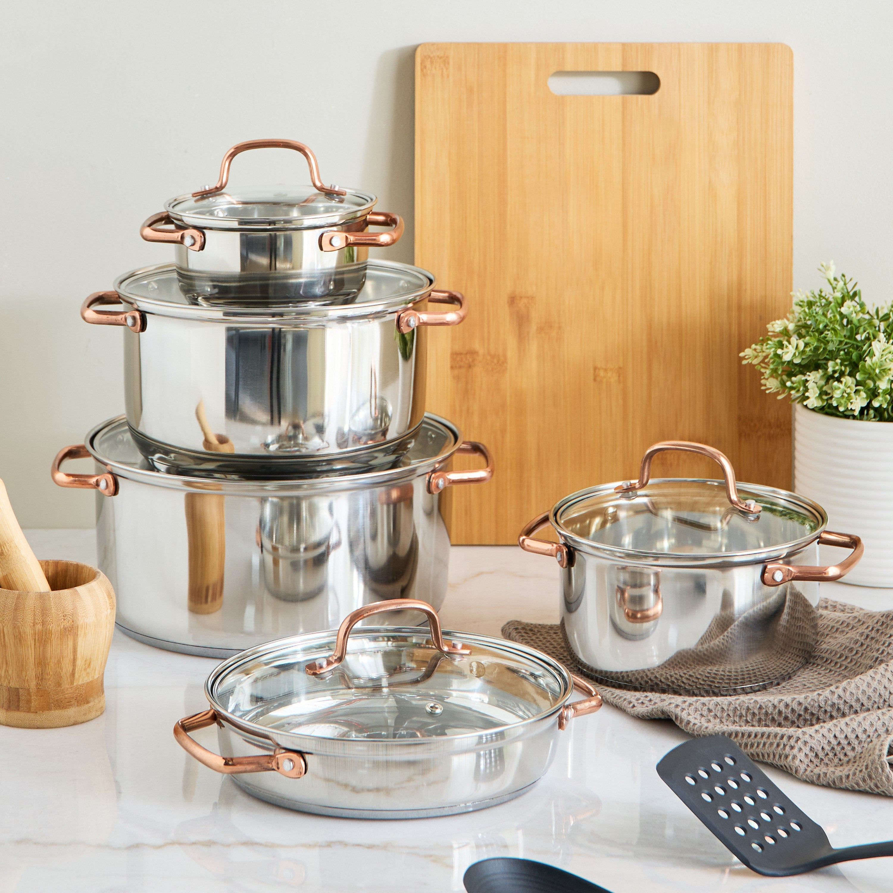 Buy Acero 10-Piece Stainless Steel Cookware Set Online in Bahrain | Homebox