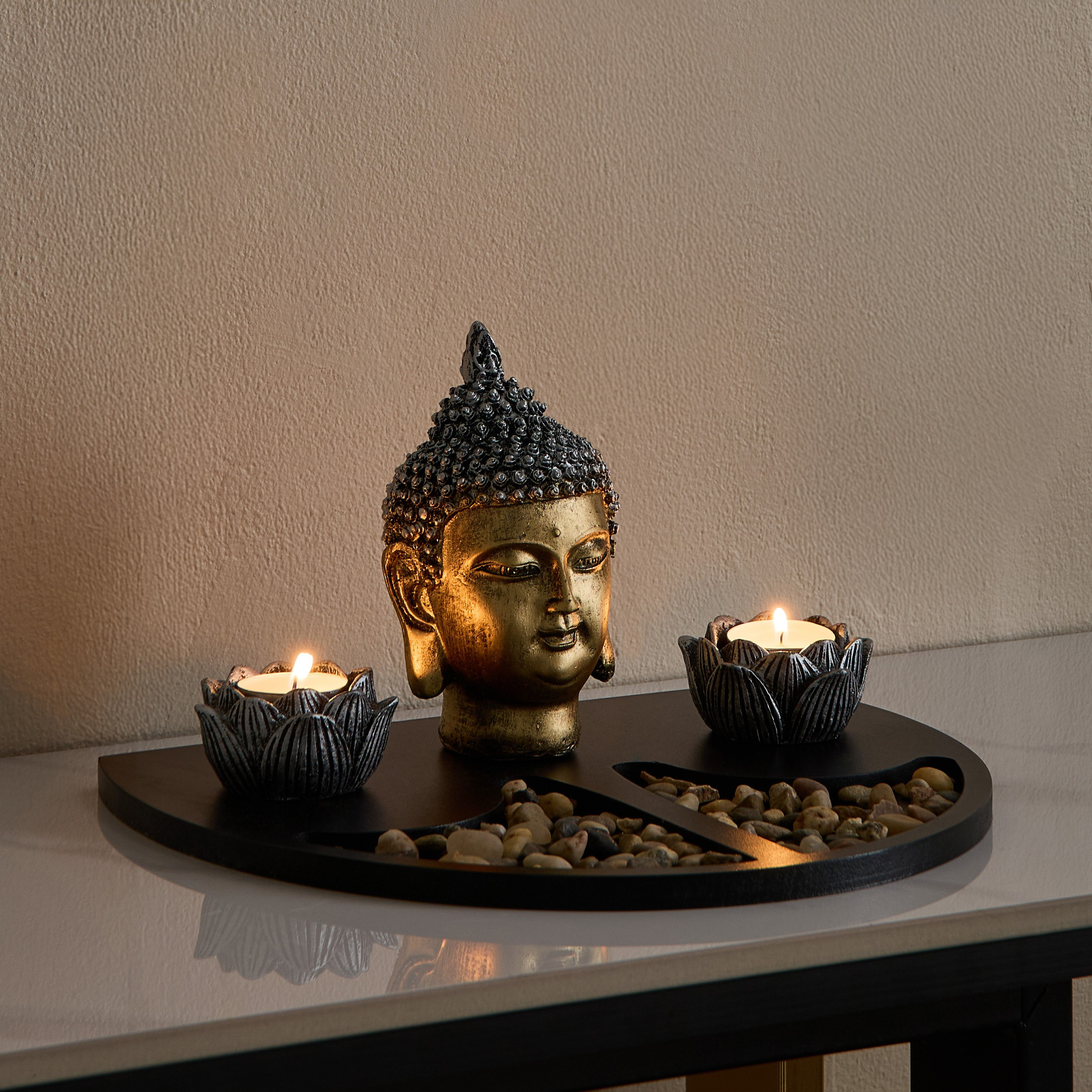 Buy Divinity Glacier Polyresin Buddha with MDF Wooden Stand - 9x9x40 cm ...