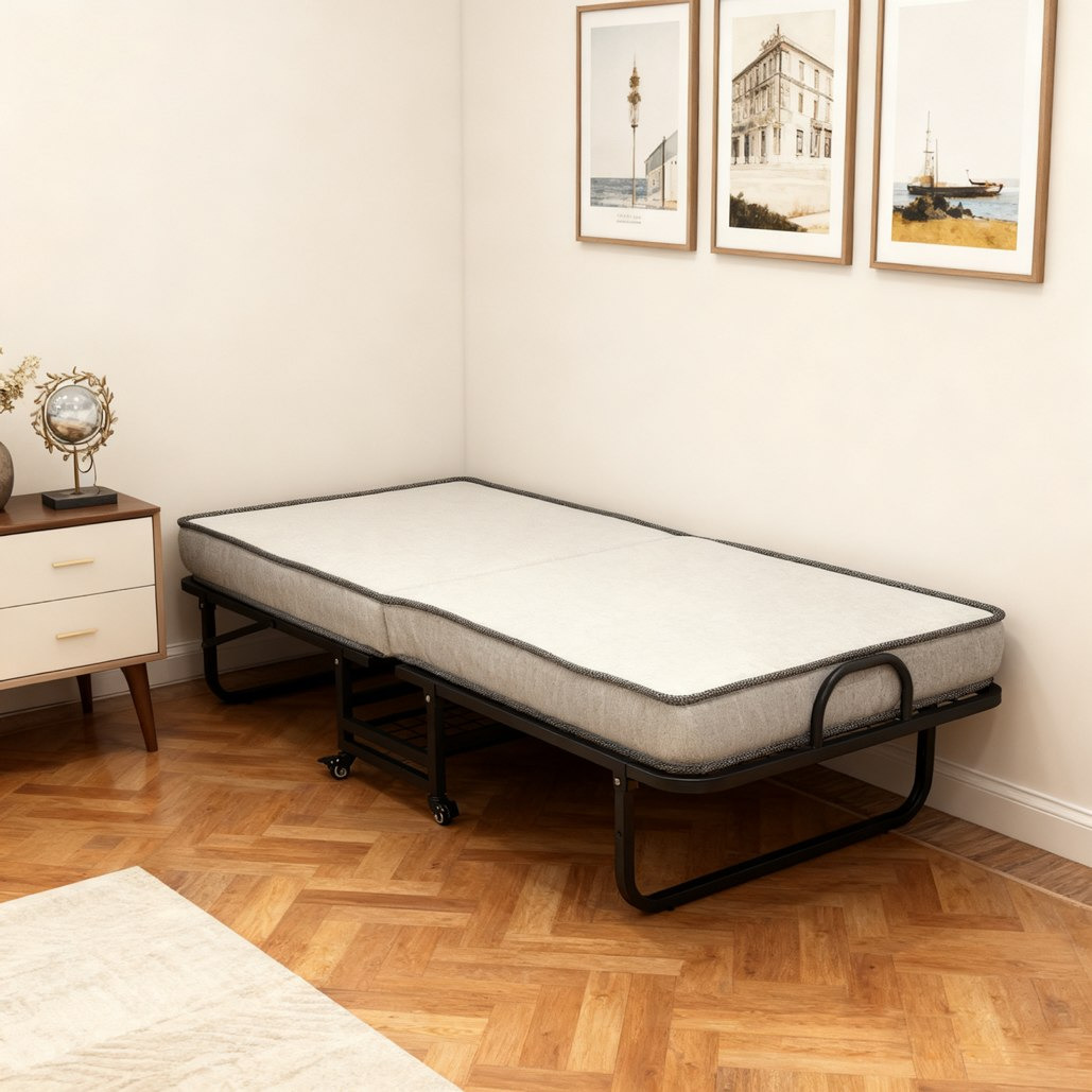 Buy Movo Verdi Foldable Metal Single Guest Bed with Mattress - 90x190 ...