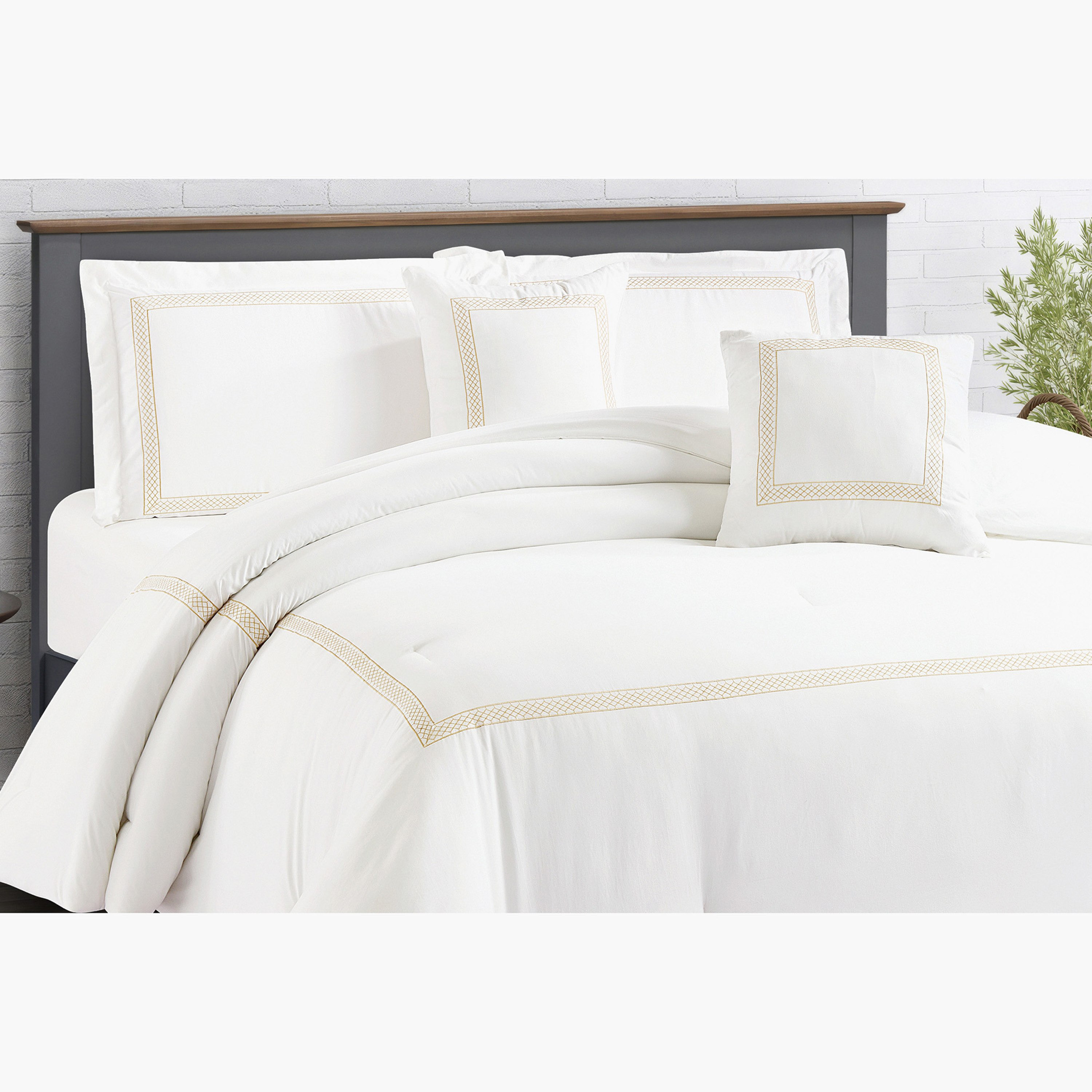 Buy White Bliss 5-Piece Jali Embroidered King Comforter Set - 220x240 ...