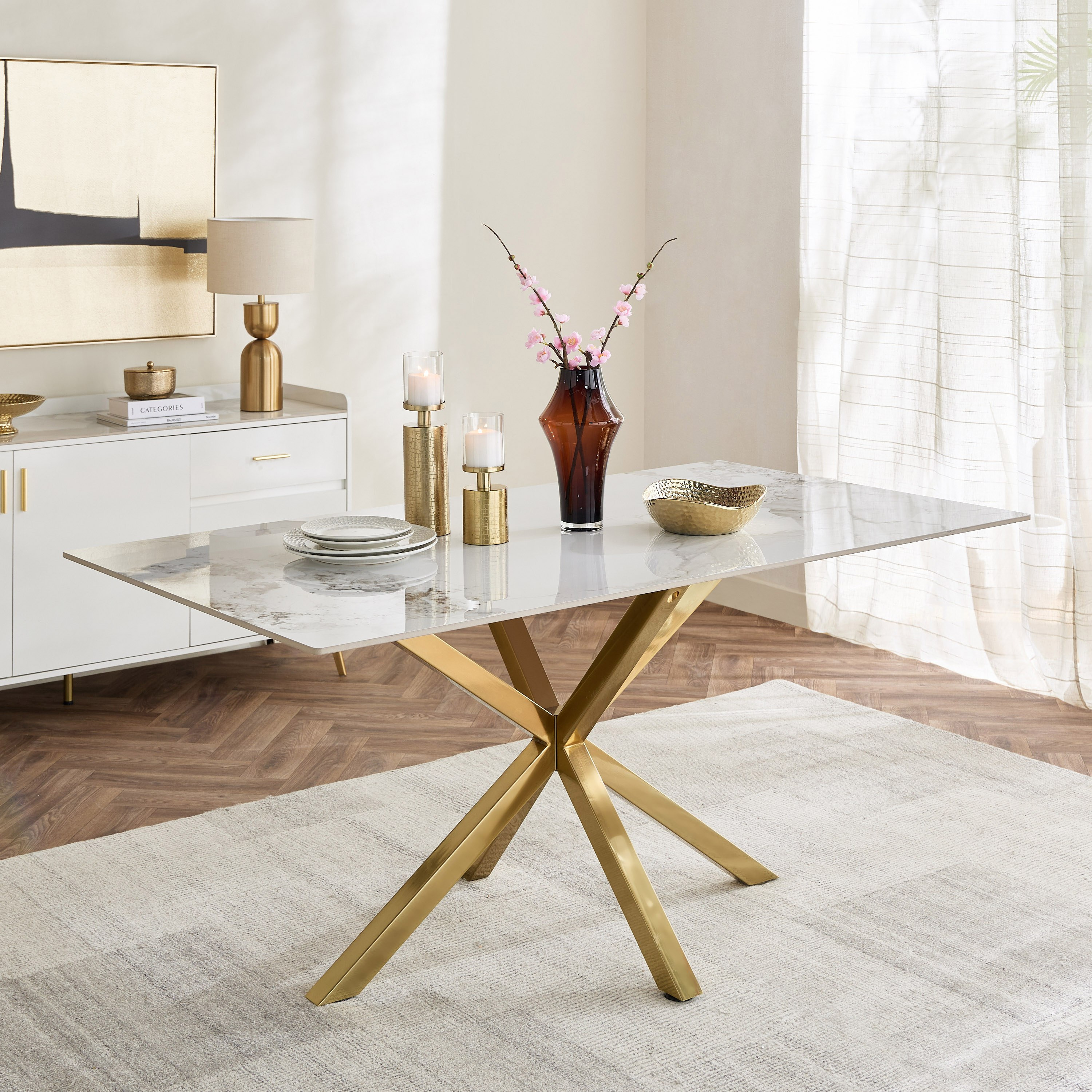Buy Welwick 6-Seater Sintered Stone Dining Table Online in UAE | Homebox