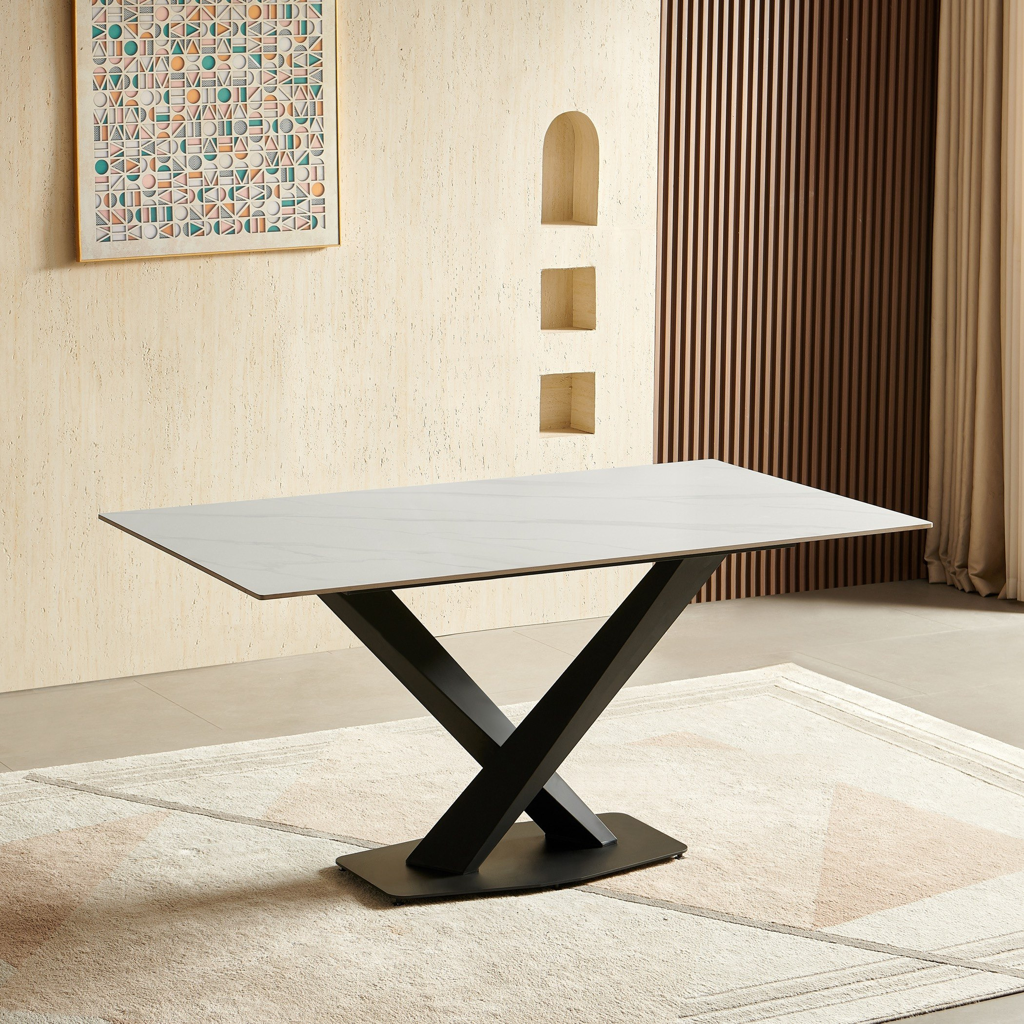Buy Baron 6-Seater Sintered Stone Dining Table Online in UAE | Homebox