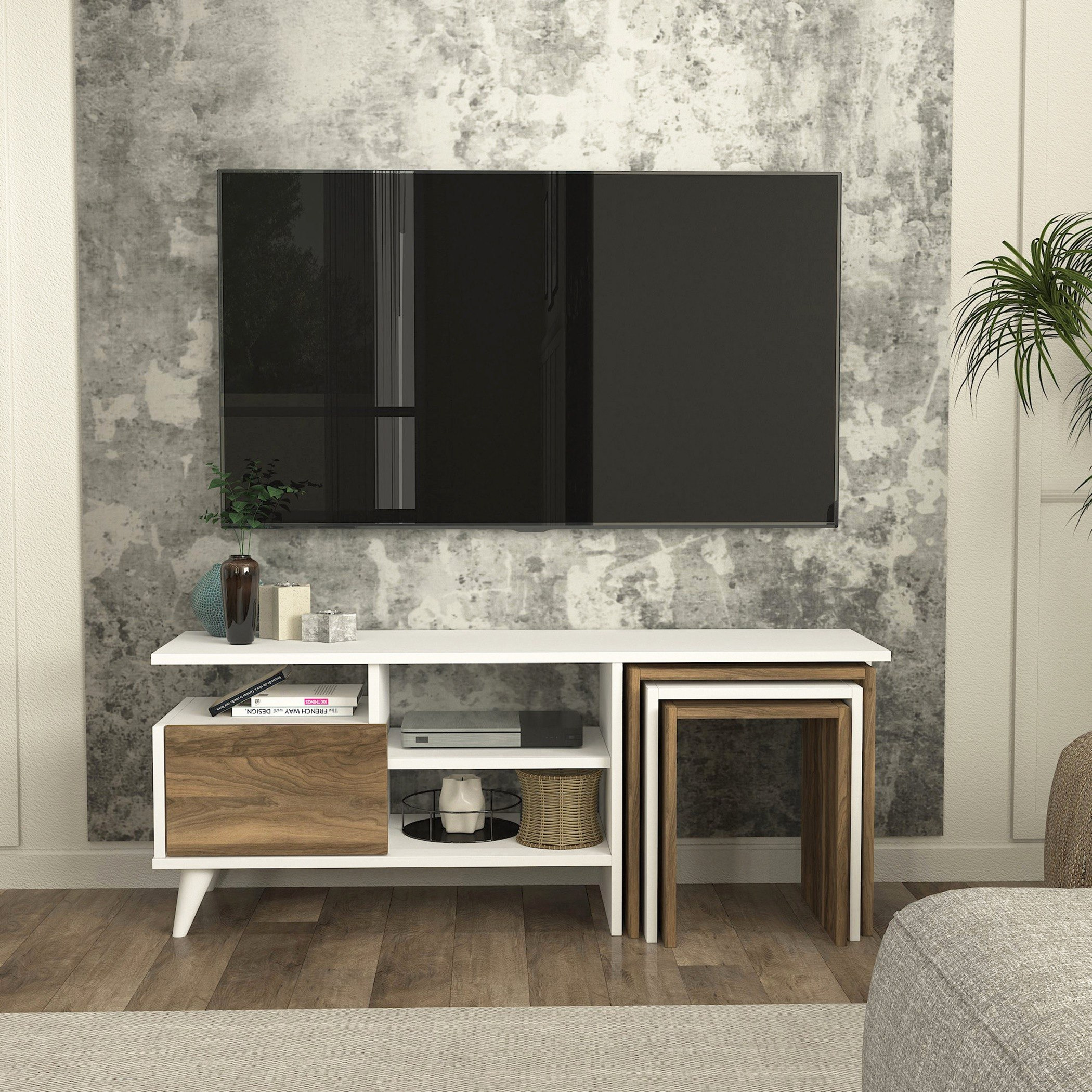 Buy Modulix Winslow 1.2 Meter TV's Unit with 3 Nesting Tables for TV ...