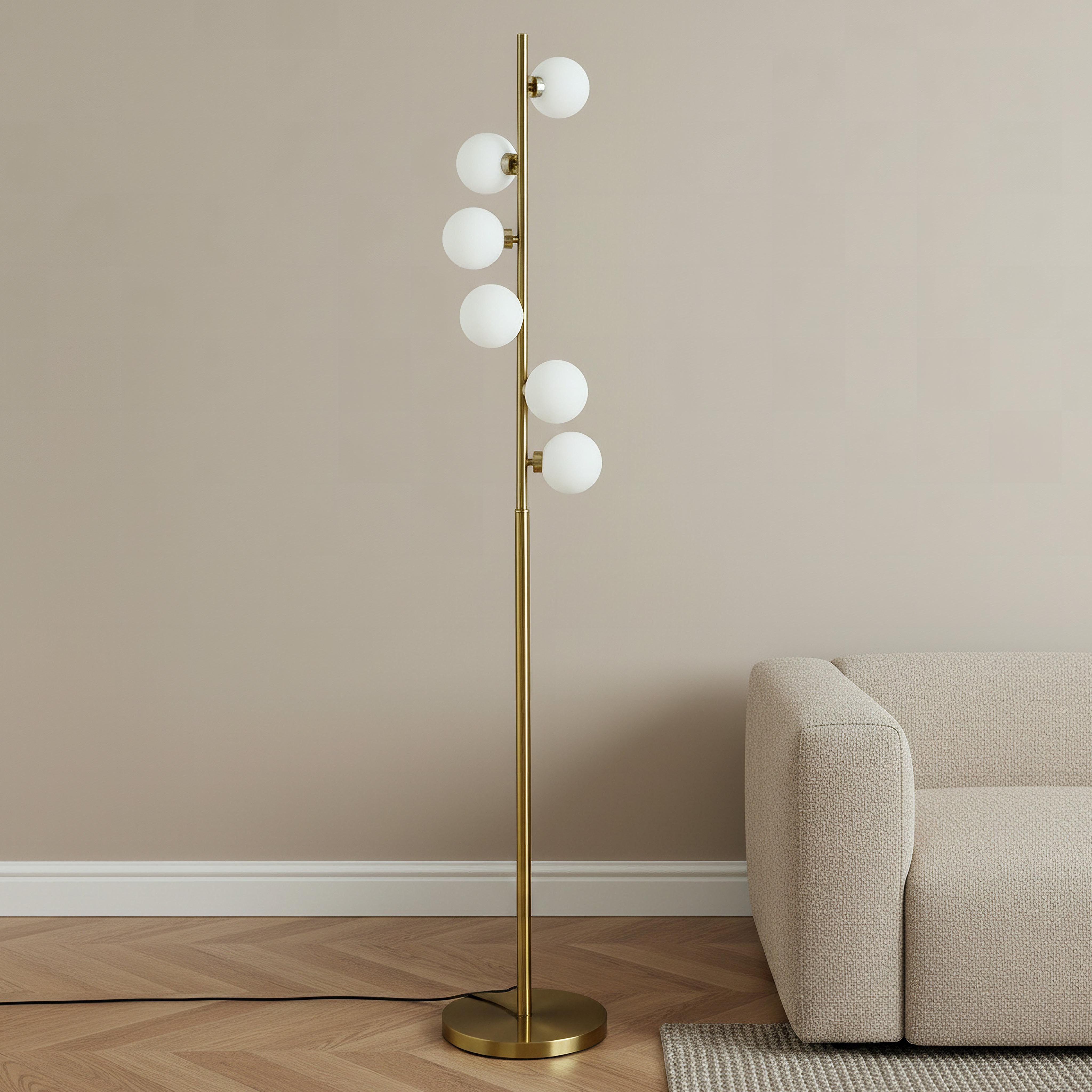 Buy Solliet Metal Floor Lamp with 6 Glass Lights - 160 cm Online in UAE ...
